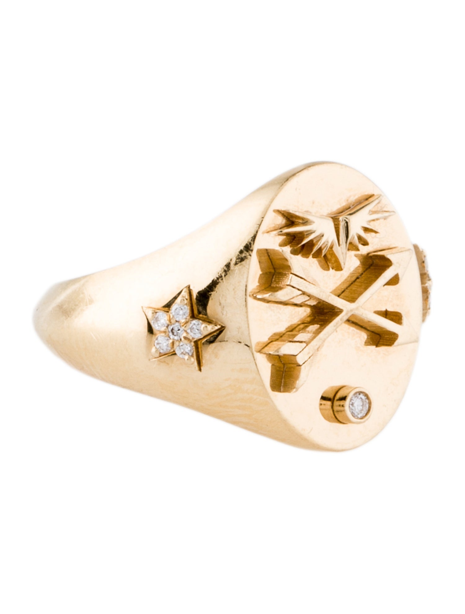 FoundRae 18K Diamond Passion Classic Wings & Arrow Signet Ring - Signet ...
