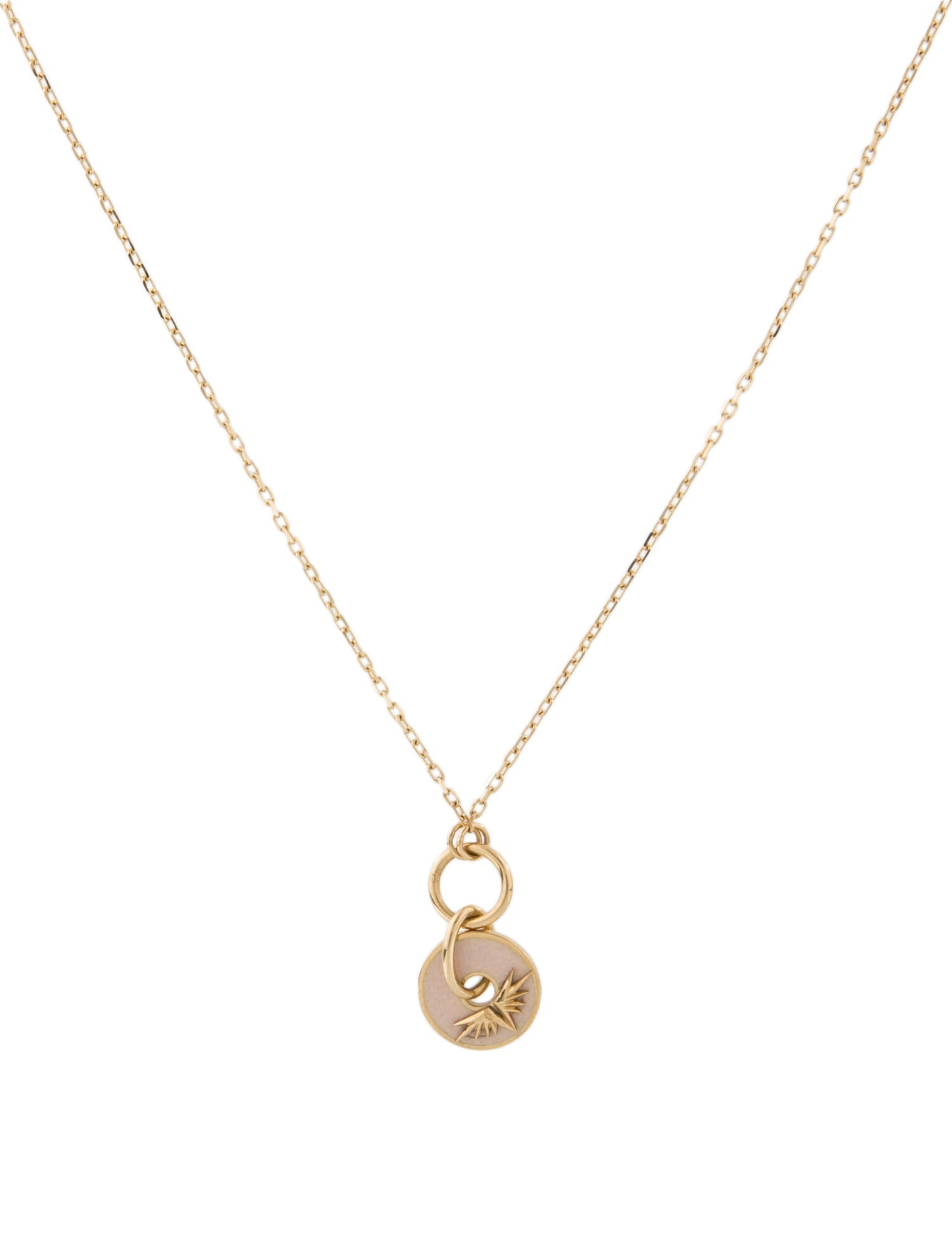 FoundRae 18K Enamel Disk Symbol Champleve Pendant Necklace - Pink, 18K ...