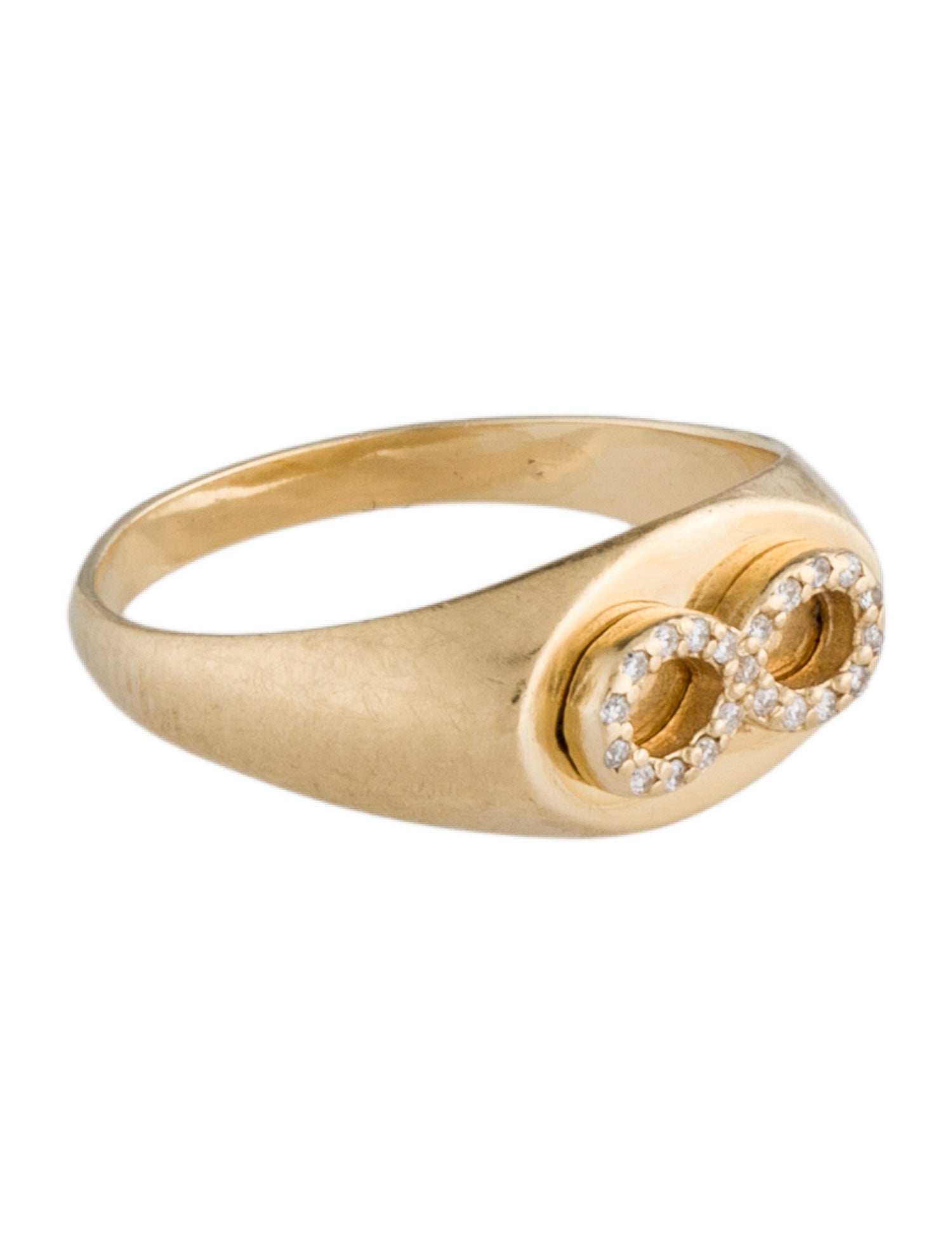 FoundRae 18K Diamond Infinity Baby Signet Ring - 18K Yellow Gold Signet ...