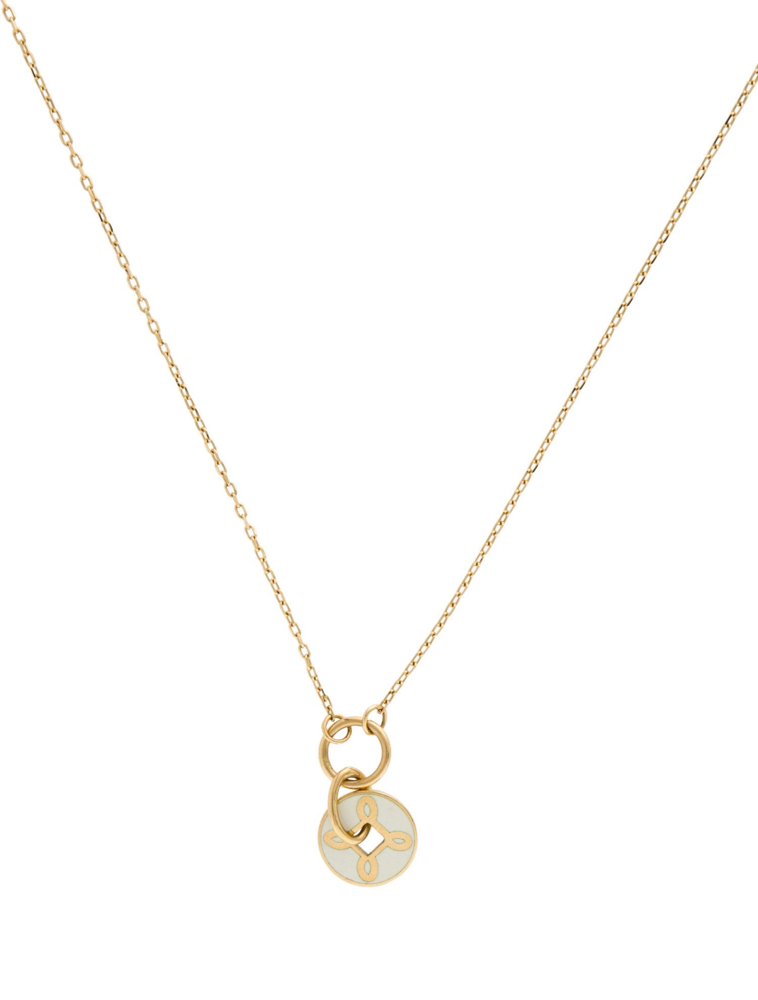 FoundRae 18K Enamel True Love Knot Disc Pendant Necklace - White, 18K ...