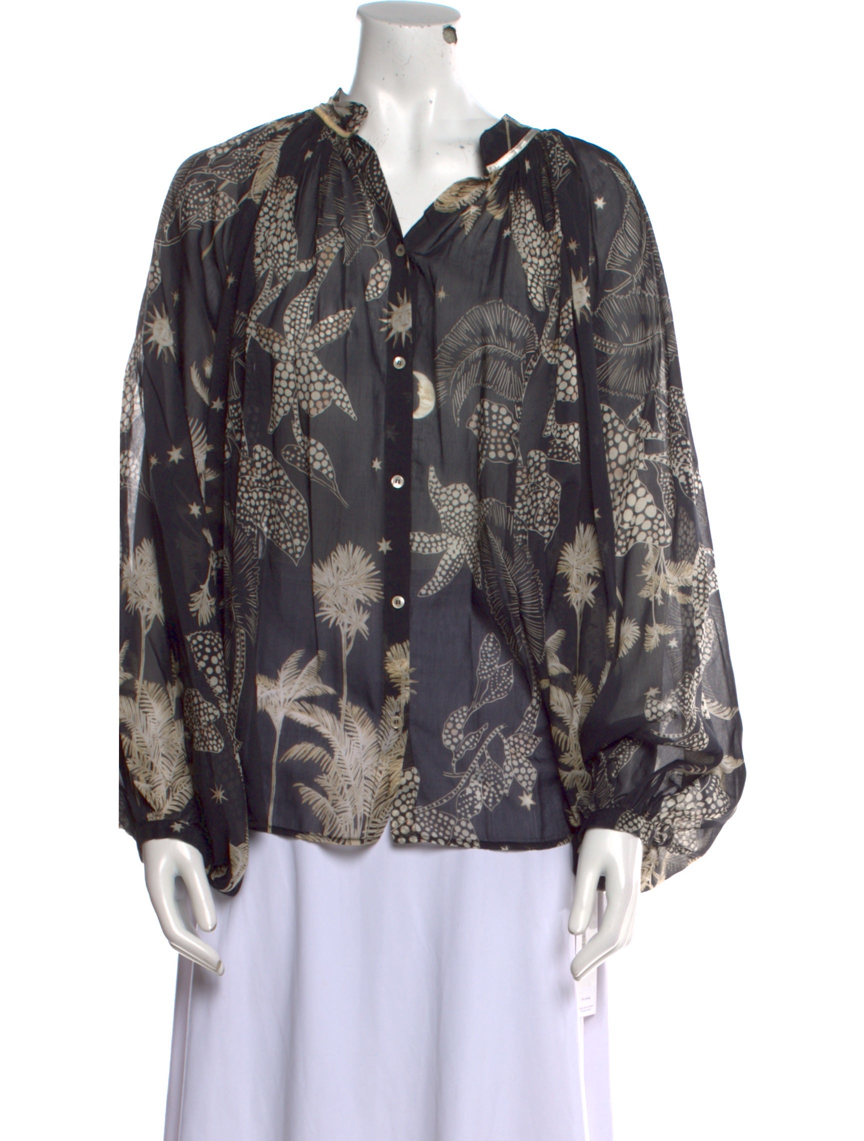 forte_forte Printed V-Neck Blouse - Black Tops, Clothing - FORTE24597 ...