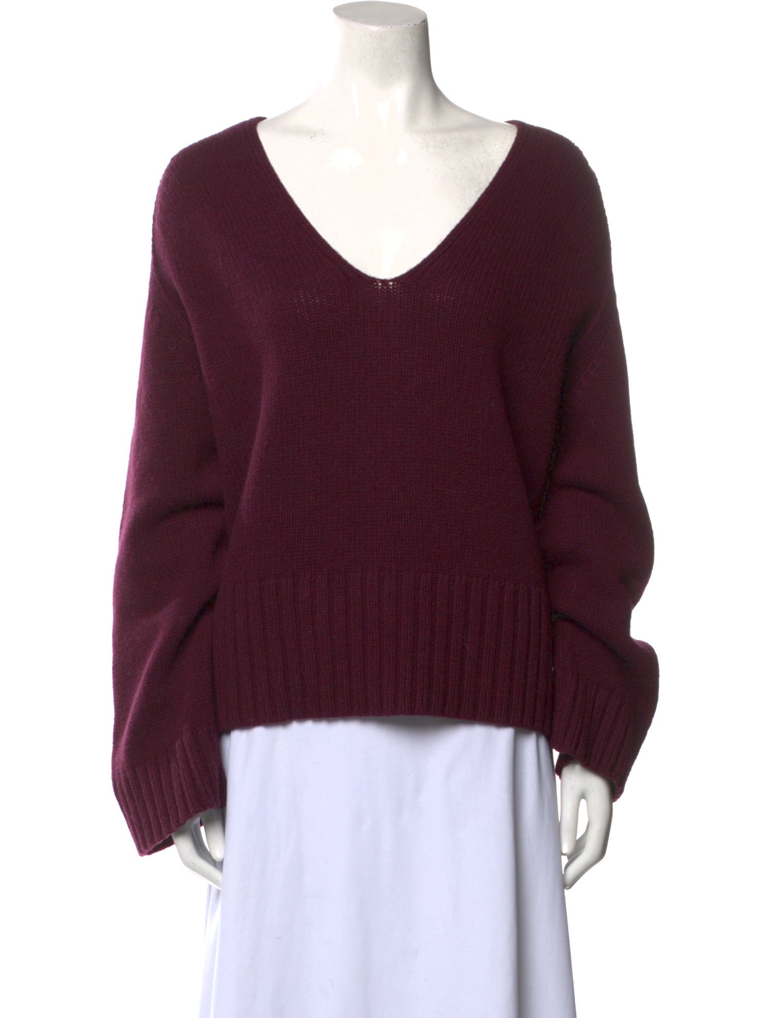forte_forte Cashmere V-Neck Sweater - Burgundy Knitwear, Clothing ...