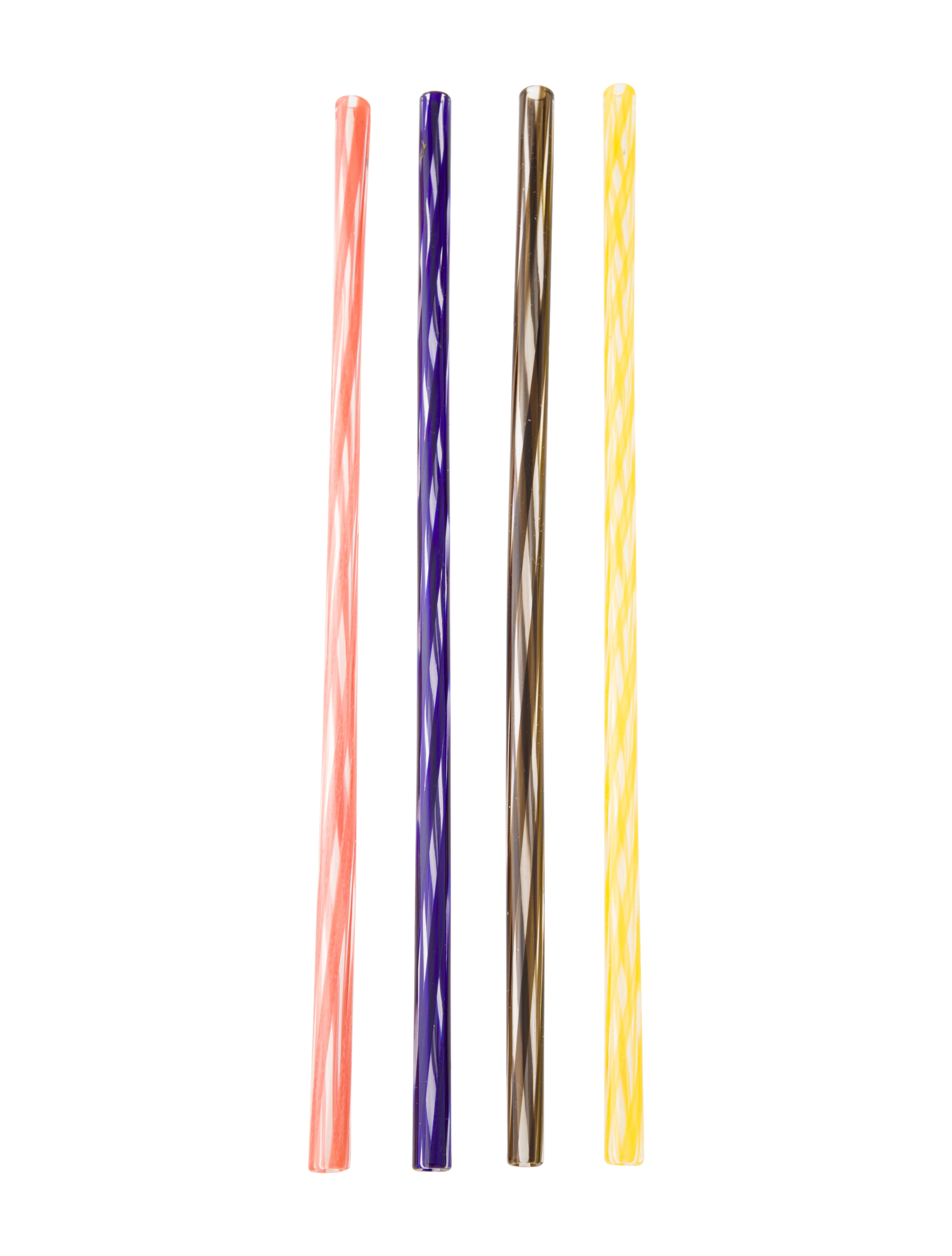 Fredericks & Mae Set of 4 Twisted Glass Straws - Clear Drinkware ...
