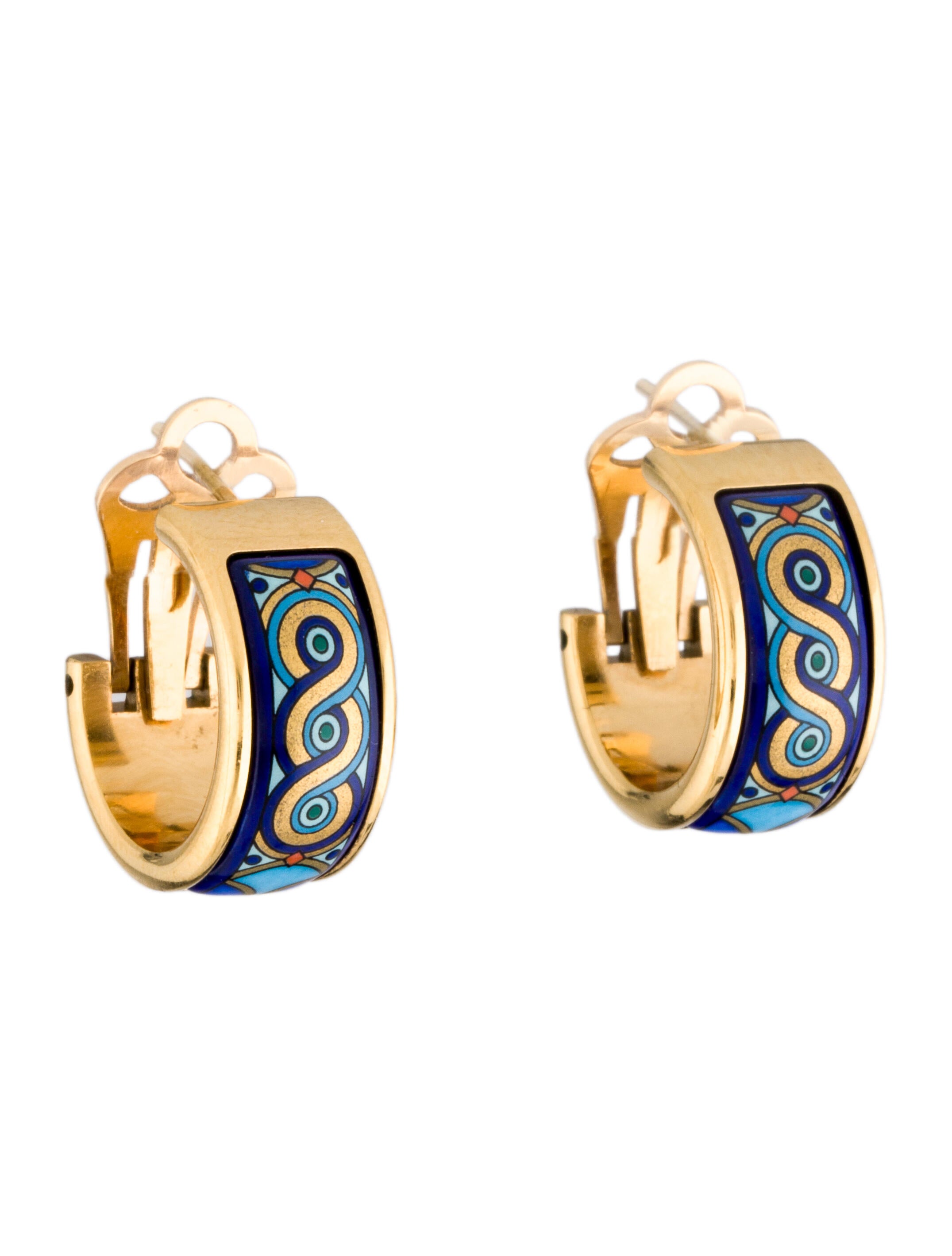 Frey Wille Enamel Hoop Earrings - Blue, 24K Plated Hoop, Earrings ...