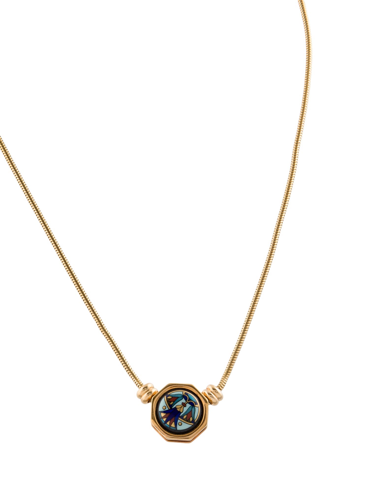 Frey Wille Enamel Pendant Necklace - 24K Plated Pendant Necklace ...