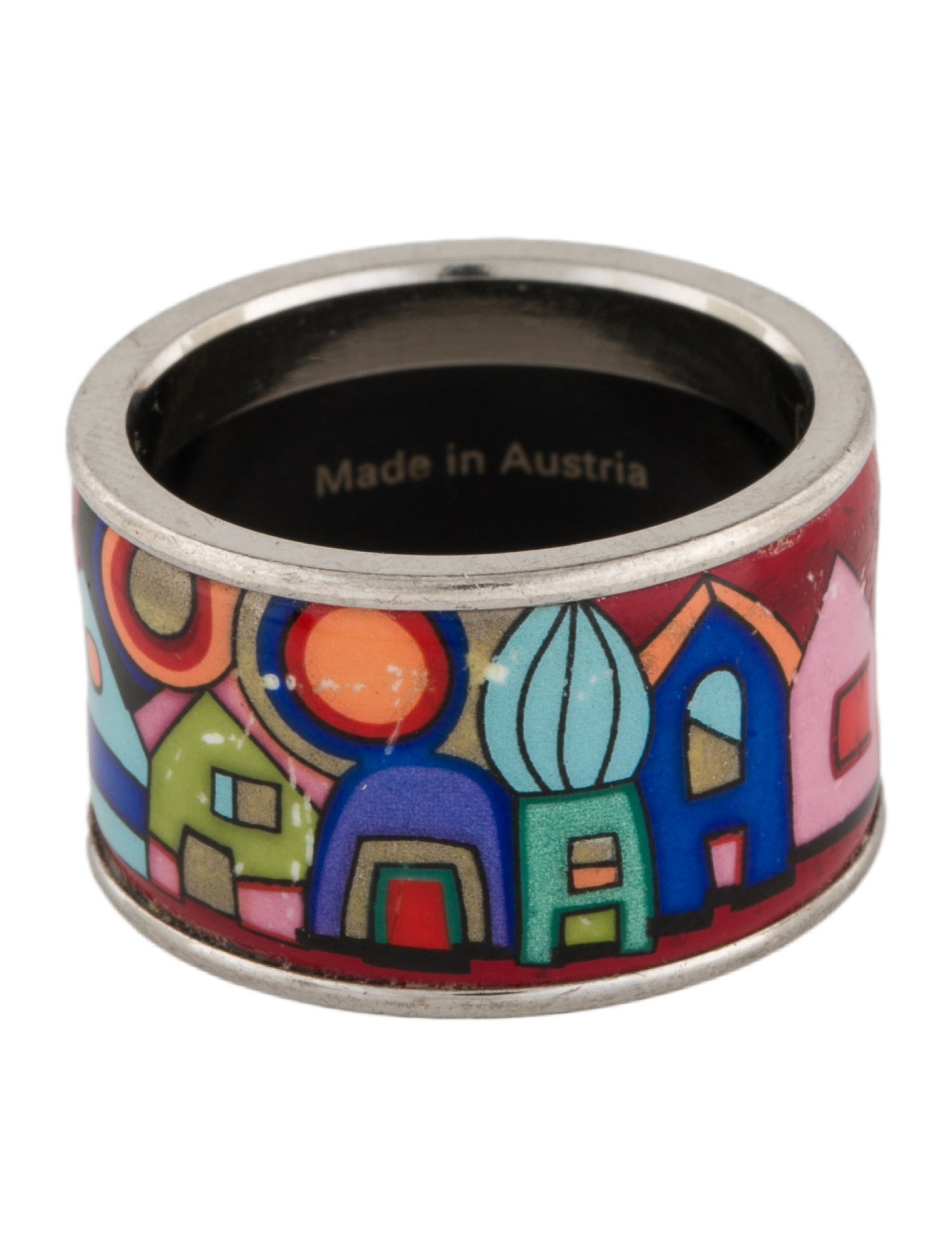 Frey Wille Enamel Diva Hundertwasser Street River Band Ring - Black ...