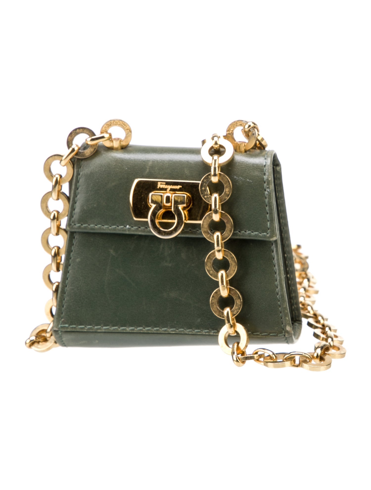 Ferragamo Solid Leather Mini-Bag - Green Mini Bags, Handbags ...