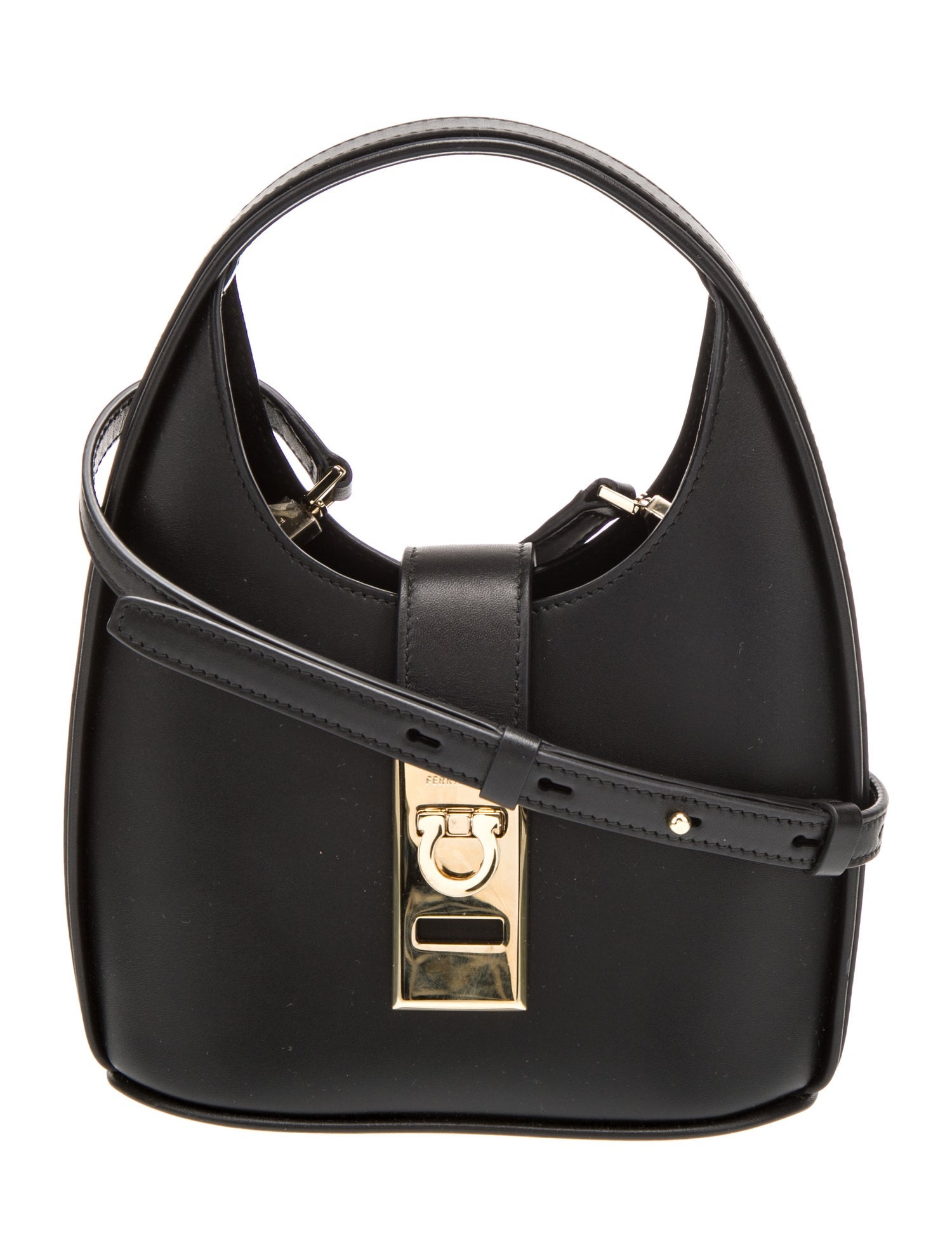 Ferragamo Leather Hobo Mini Bag - Black Mini Bags, Handbags ...