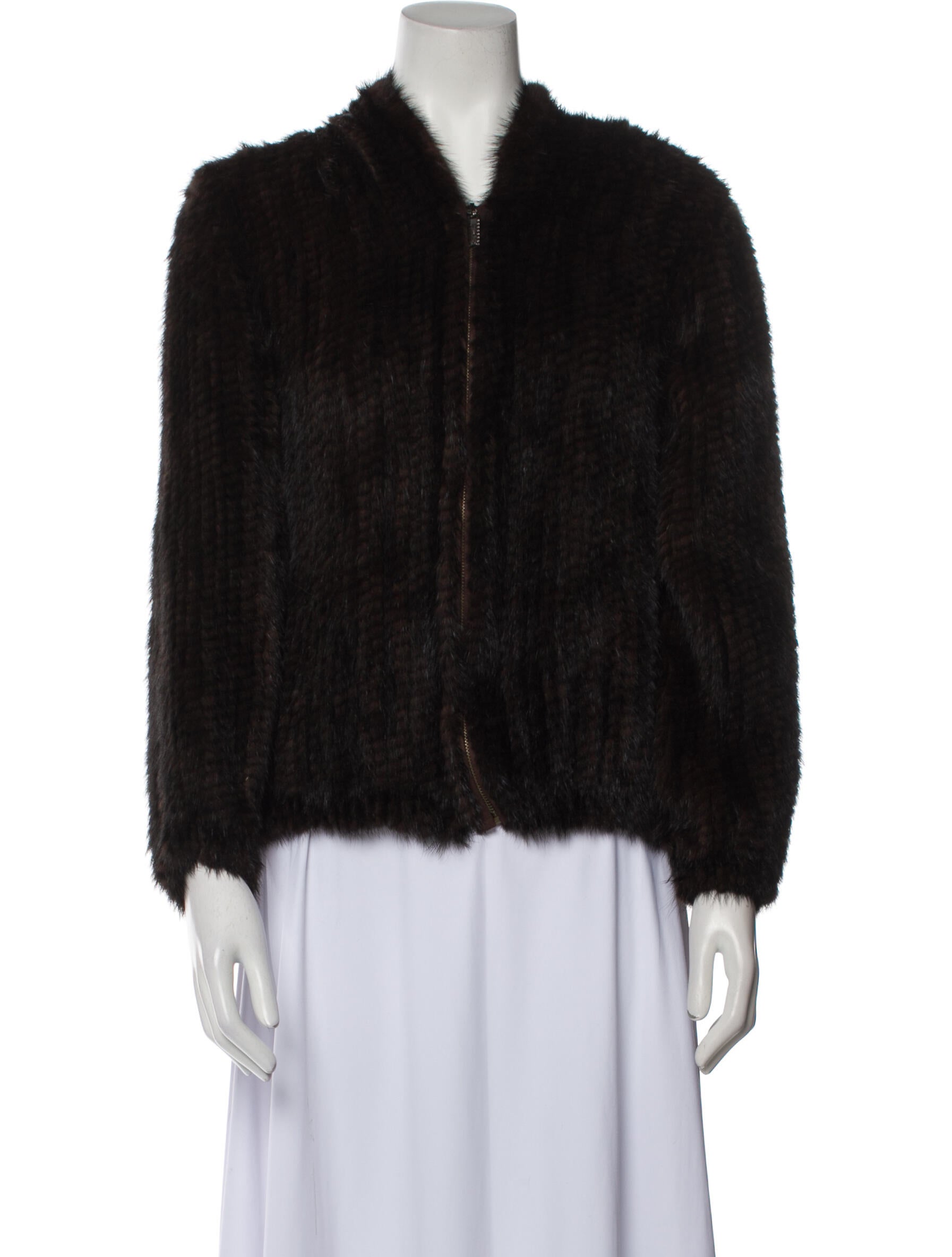 Fur Knitted Mink Fur Jacket - Brown Jackets, Clothing - FUR48081 | The ...