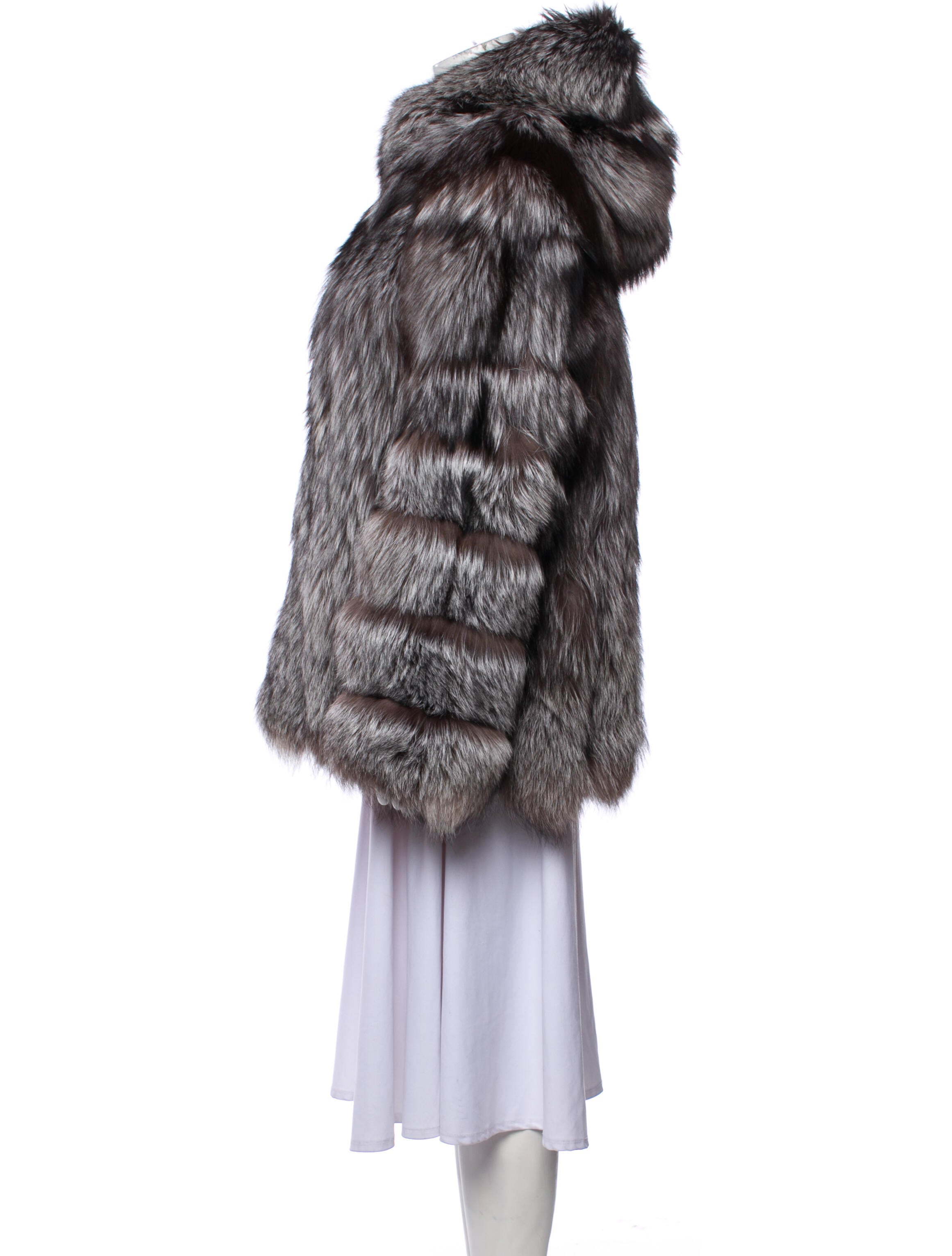 Fur Tweed Pattern Fur Coat - Neutrals Coats, Clothing - FUR50690 | The ...