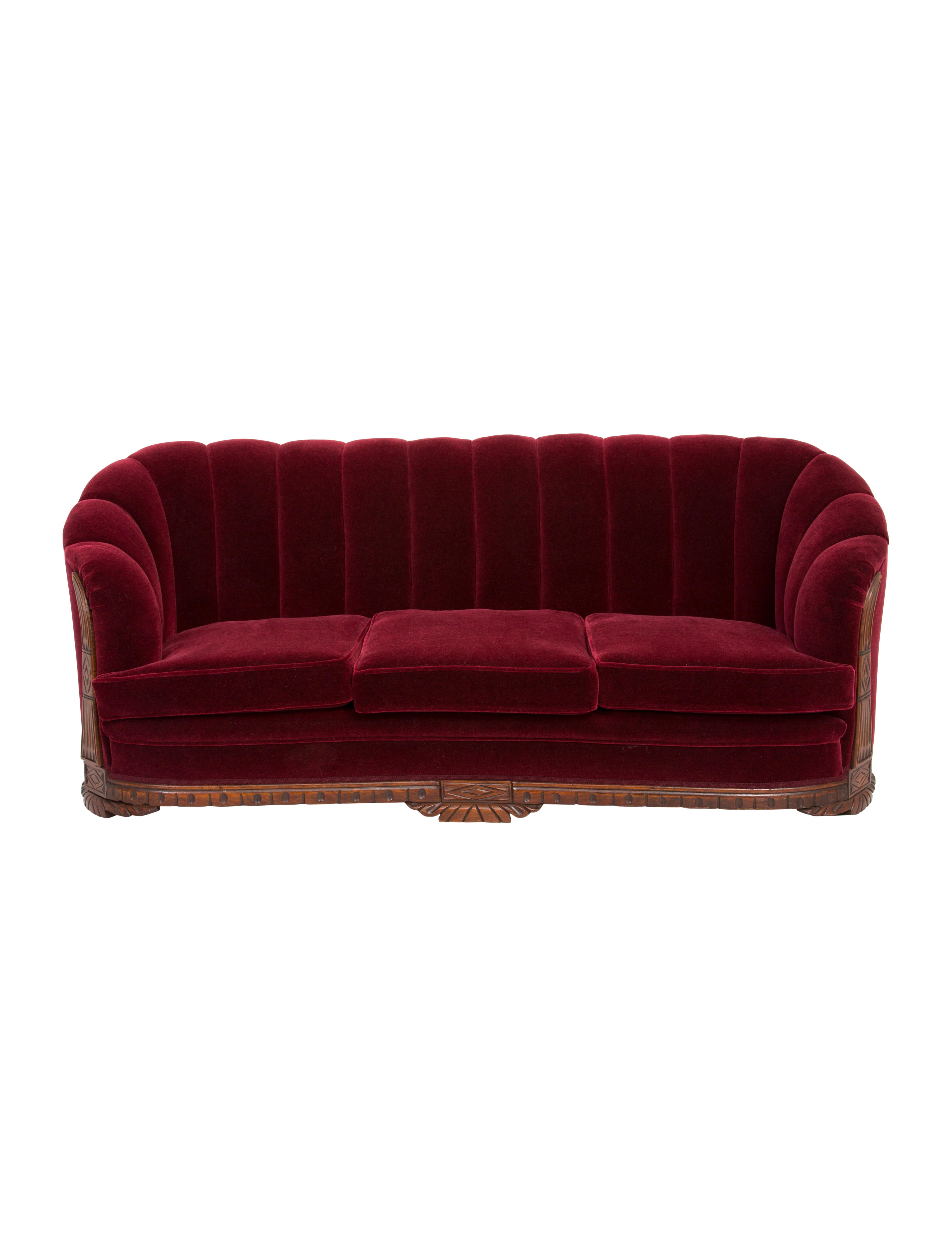 Furniture Art Deco Shell-Back Sofa - Red Seating, Furniture ...