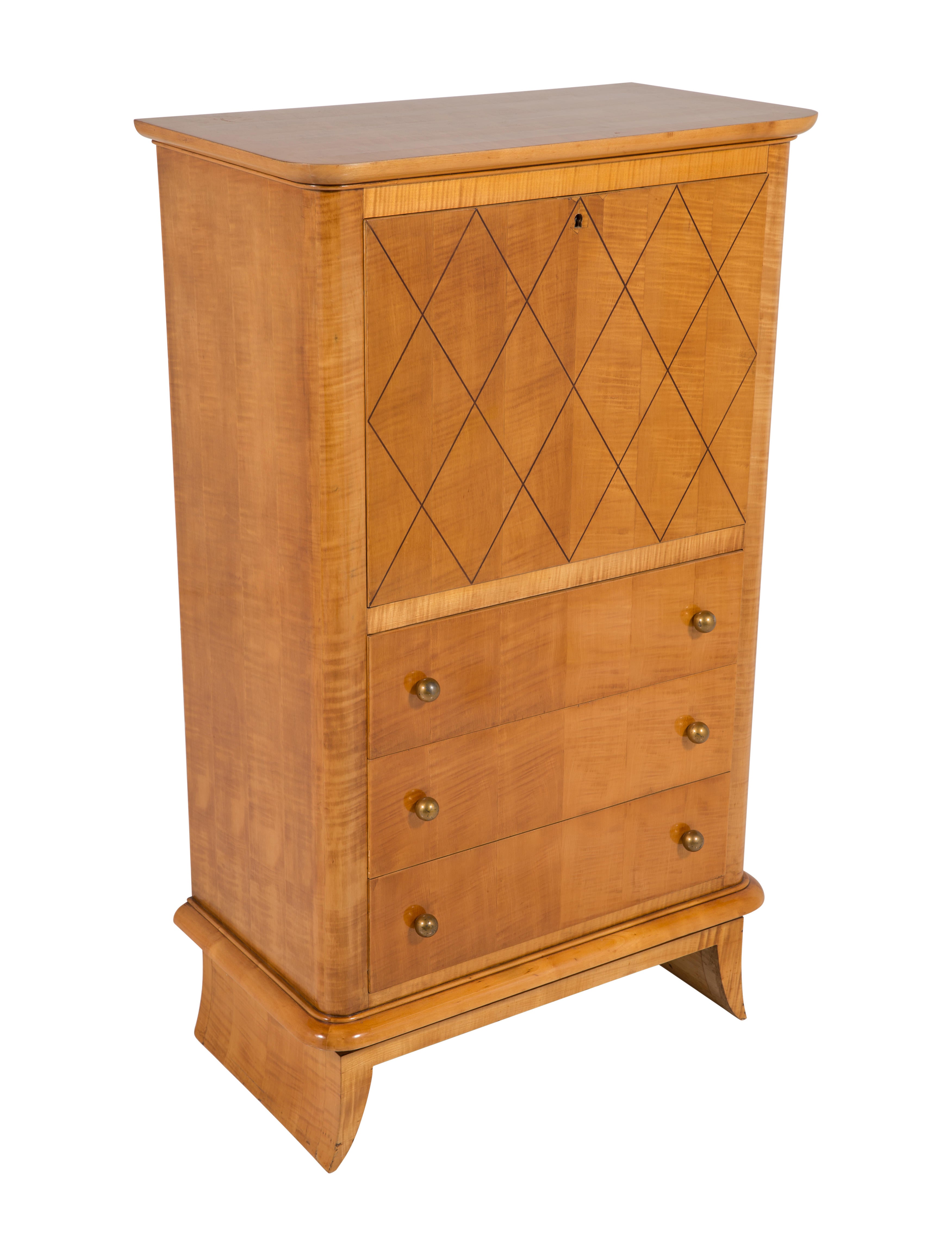 Furniture French Maple Secretary Desk - Brown Office, Furniture ...