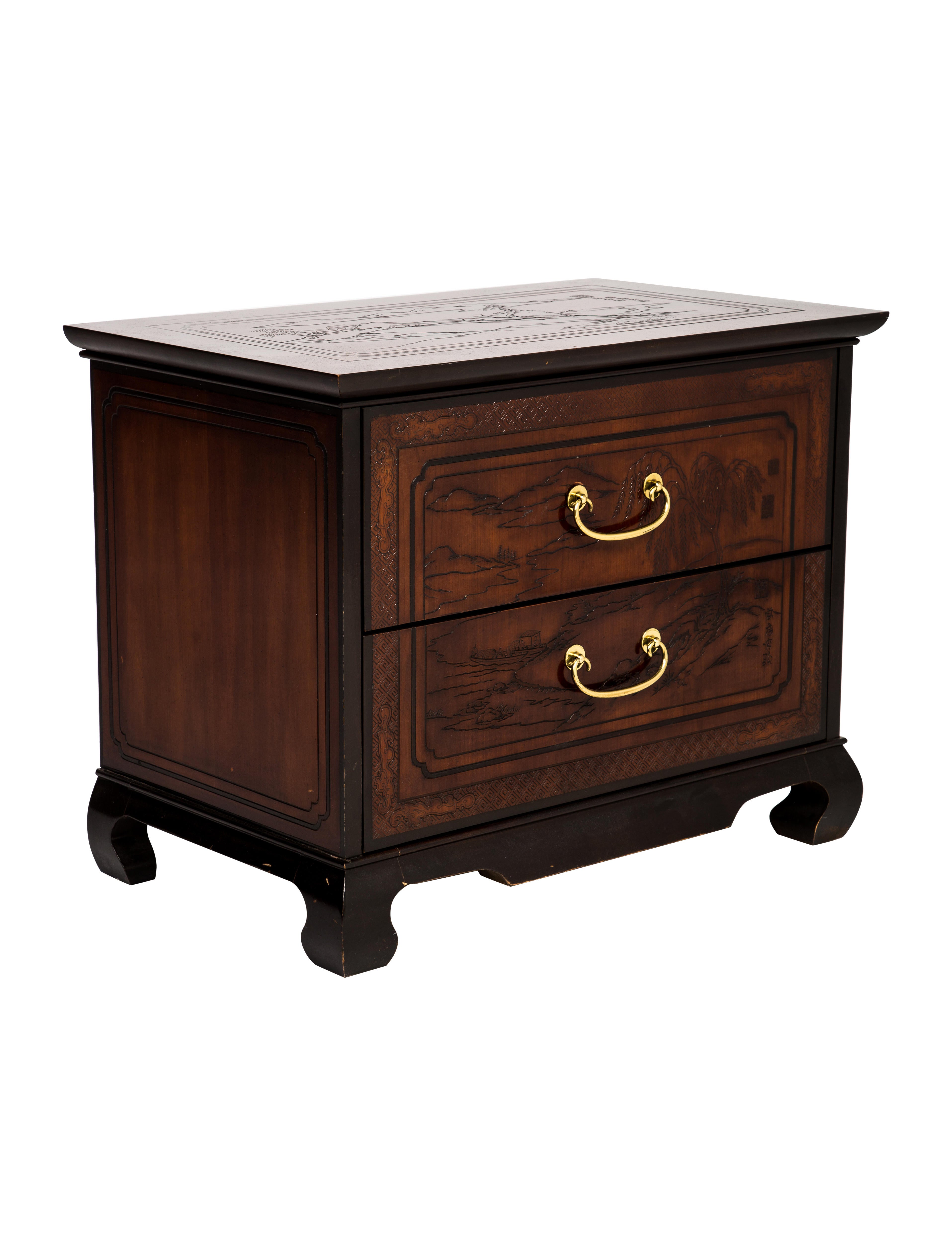 Furniture Drexel Heritage Collection Asian-Style Night Stand - Brown ...