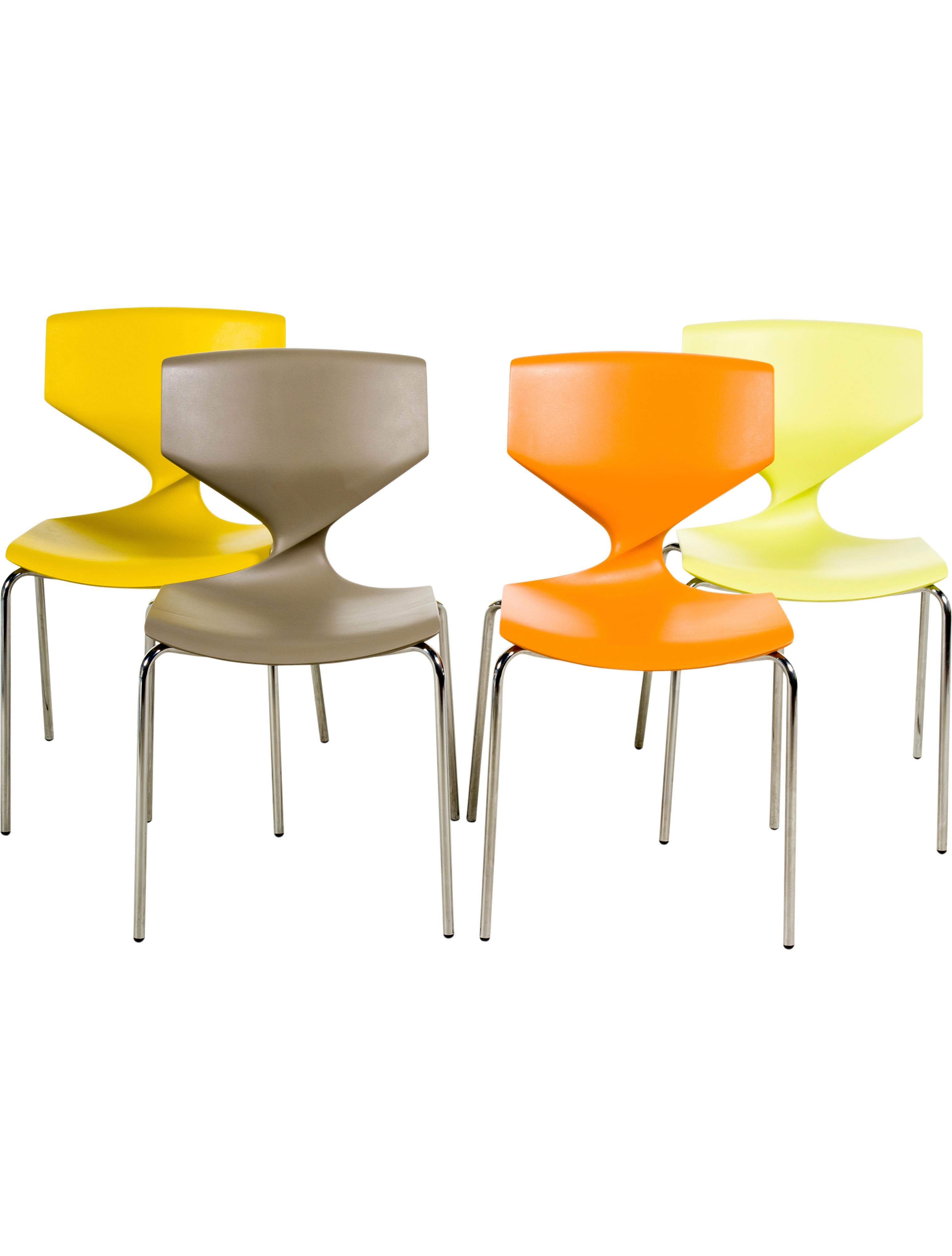 Furniture Set of 4 Tonon Italia Quo Stackable Chairs - Grey, 4 pieces ...