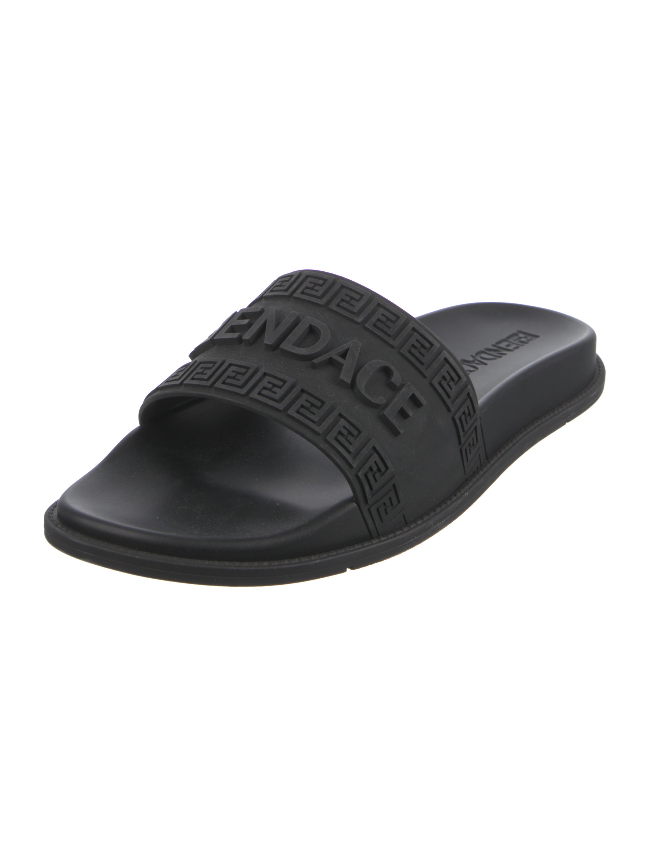 Fendace Rubber Slides - Black Sandals, Shoes - FVEEN20243 | The RealReal