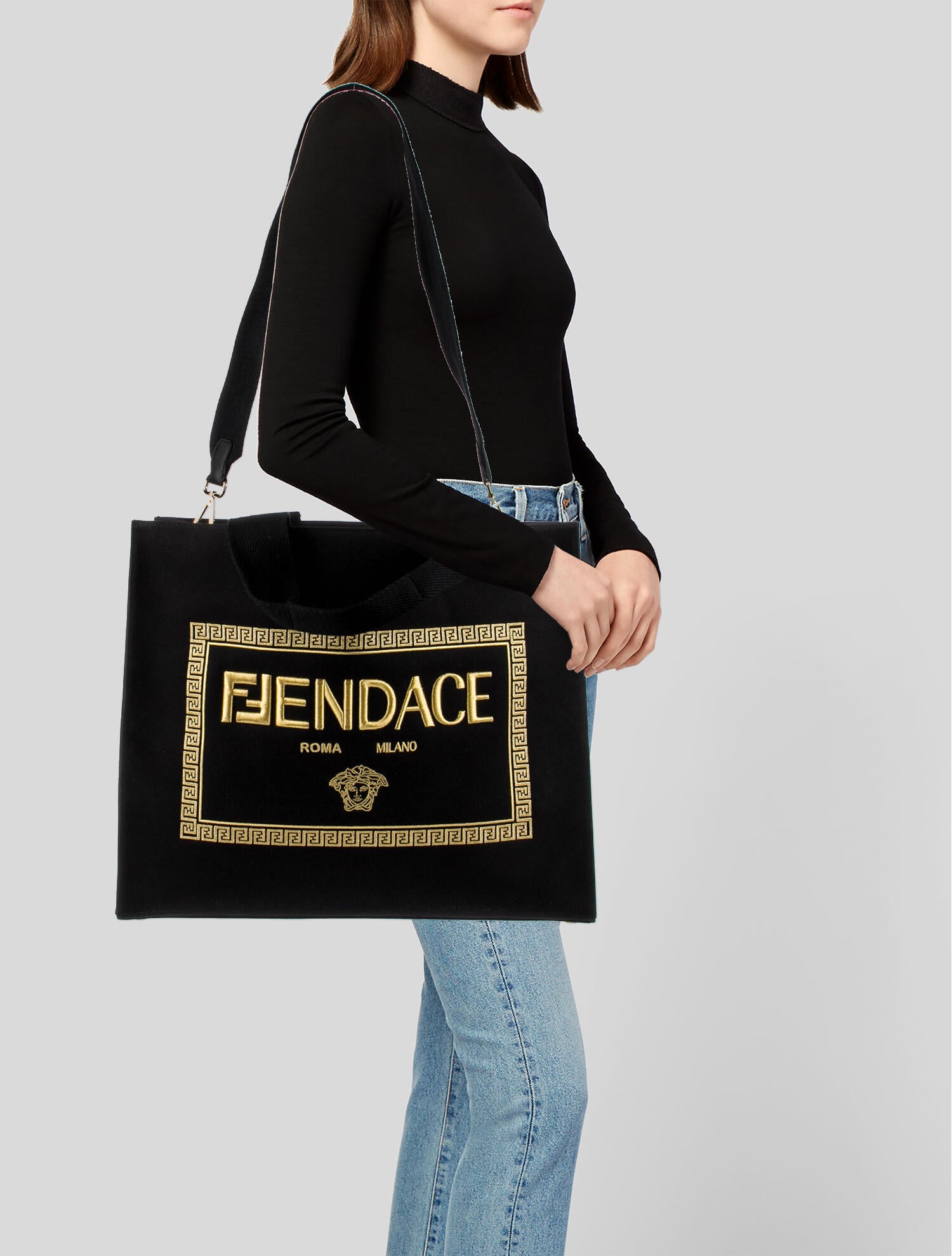 Fendace 2022 Medium Shopping Tote - Black Totes, Handbags - FVEEN20329 ...