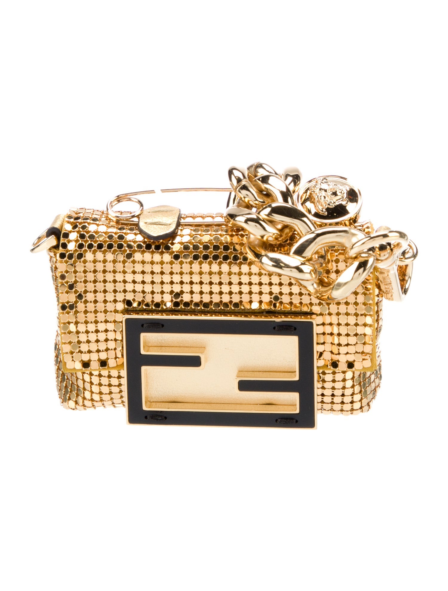 Fendace Nano Chain Baguette - Gold Mini Bags, Handbags - FVEEN20516 ...