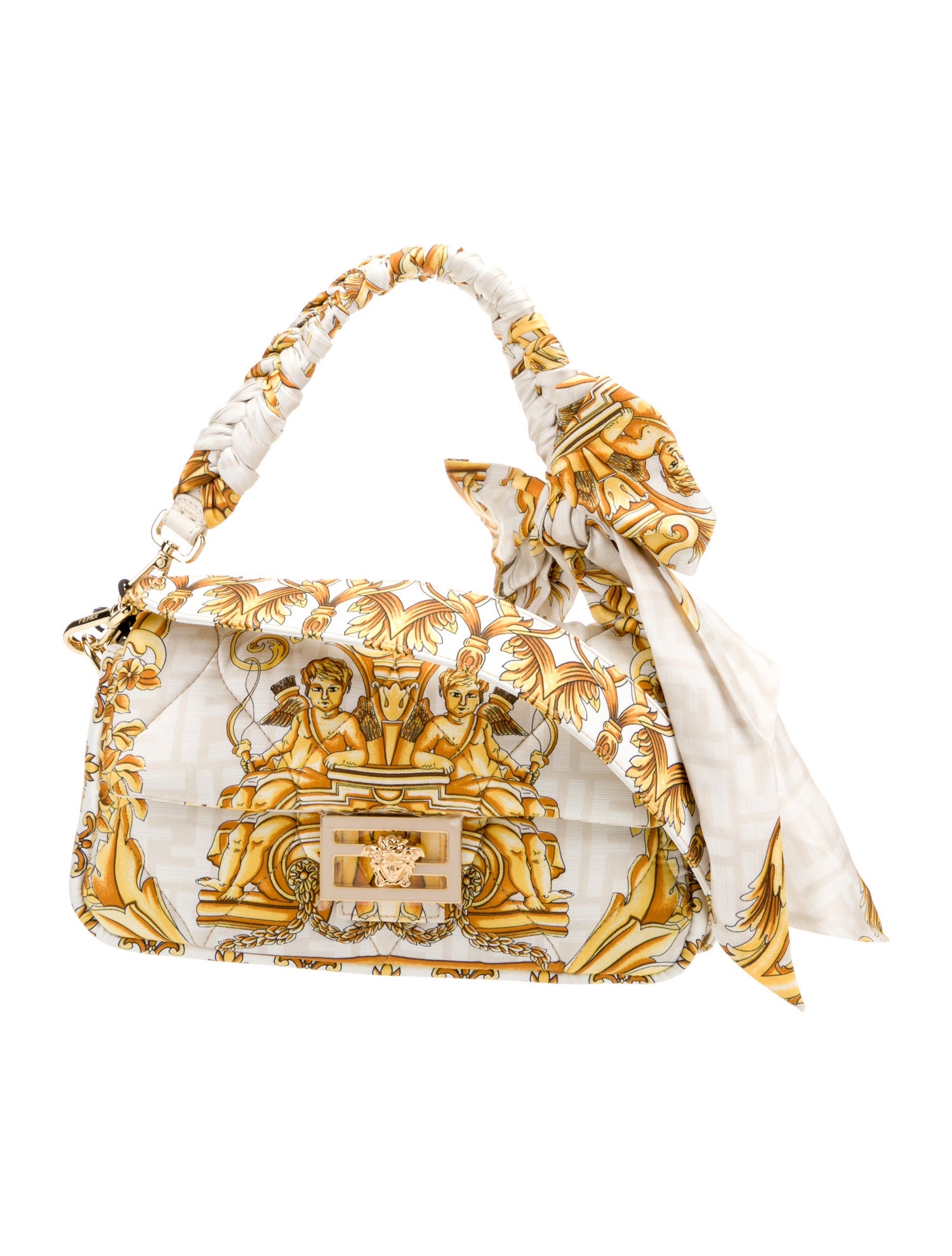 Fendace 2022 Silk Quilted FF Baguette - White Handle Bags, Handbags ...