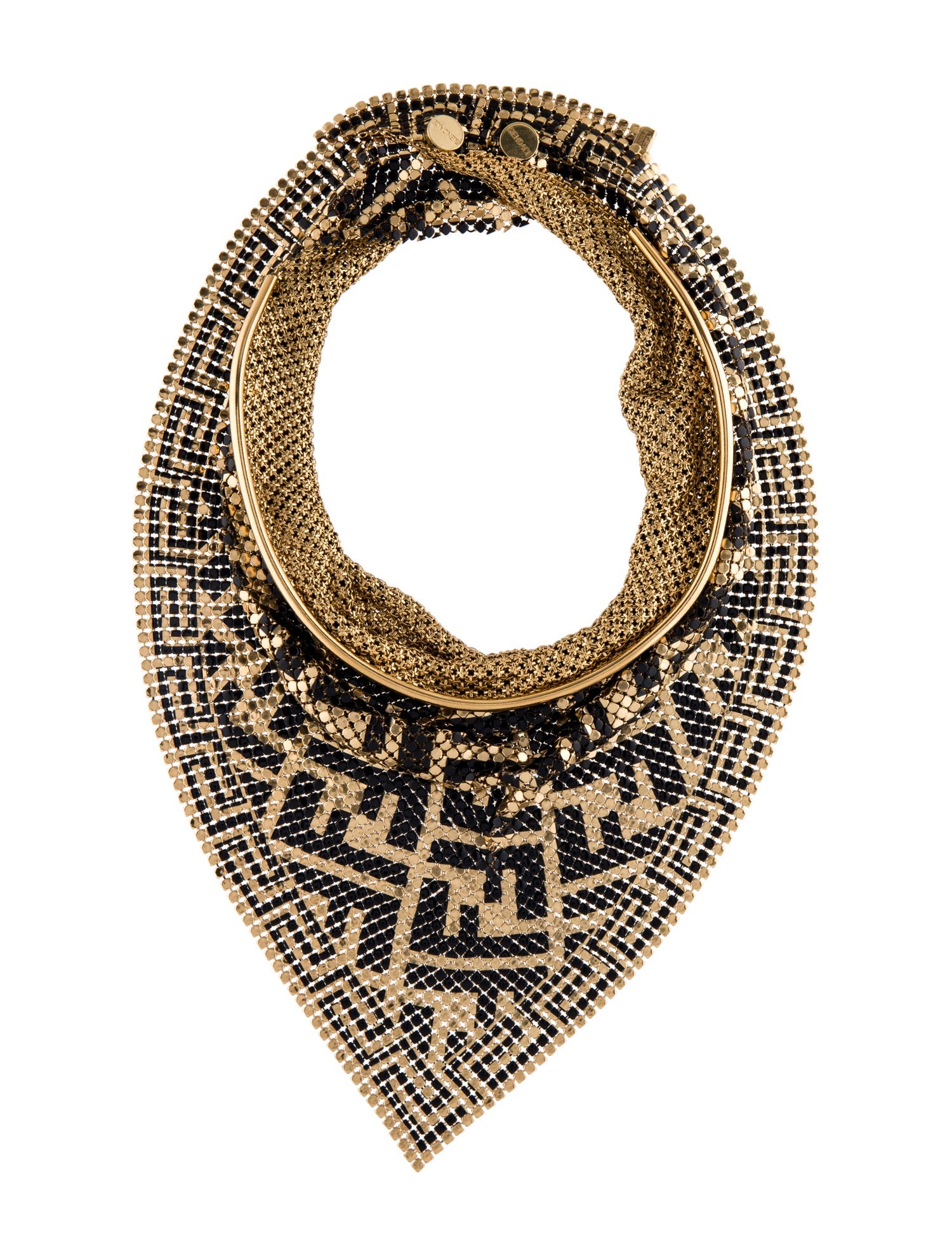 Fendace Mesh Collar Necklace - Black, Gold-Tone Metal Collar, Necklaces ...