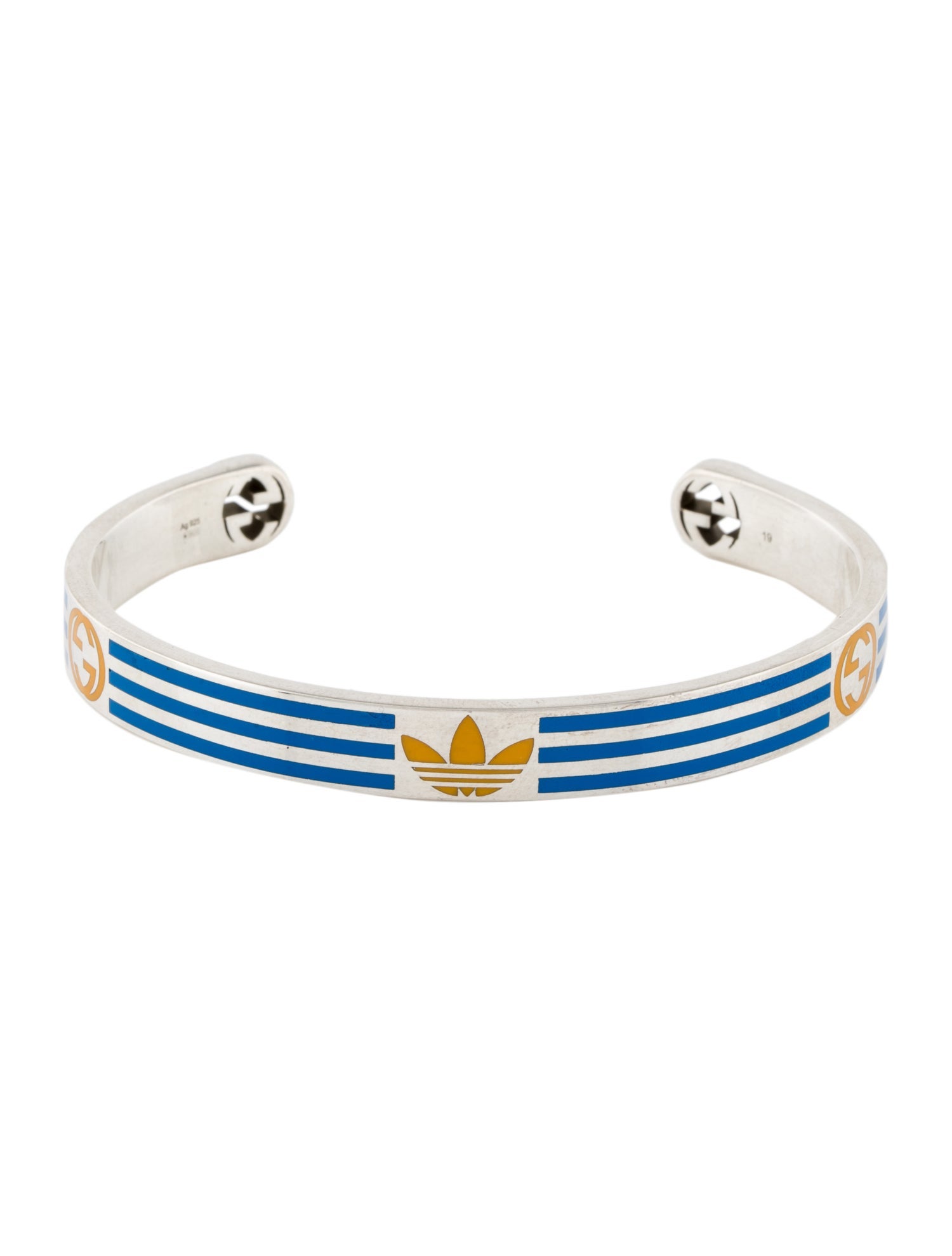 Gucci x Adidas Enamel Logo Sport Cuff Bracelet - Blue, 925 Sterling ...