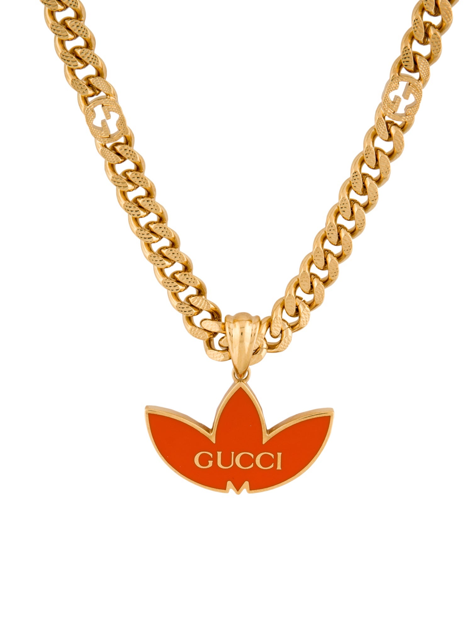 Gucci x Adidas Logo Pendant Necklace - Gold-Tone Metal Pendant Necklace ...