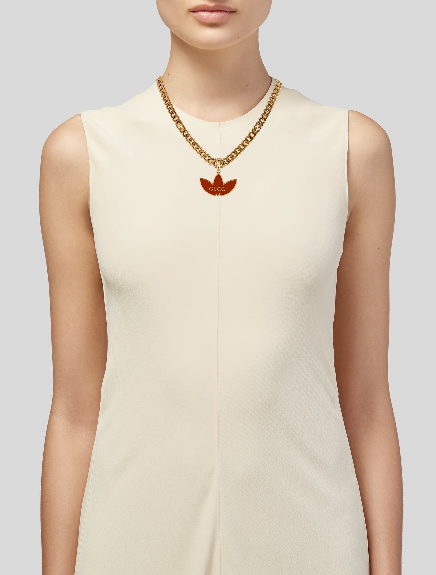 Gucci x Adidas Logo Pendant Necklace - Gold-Tone Metal Pendant Necklace ...