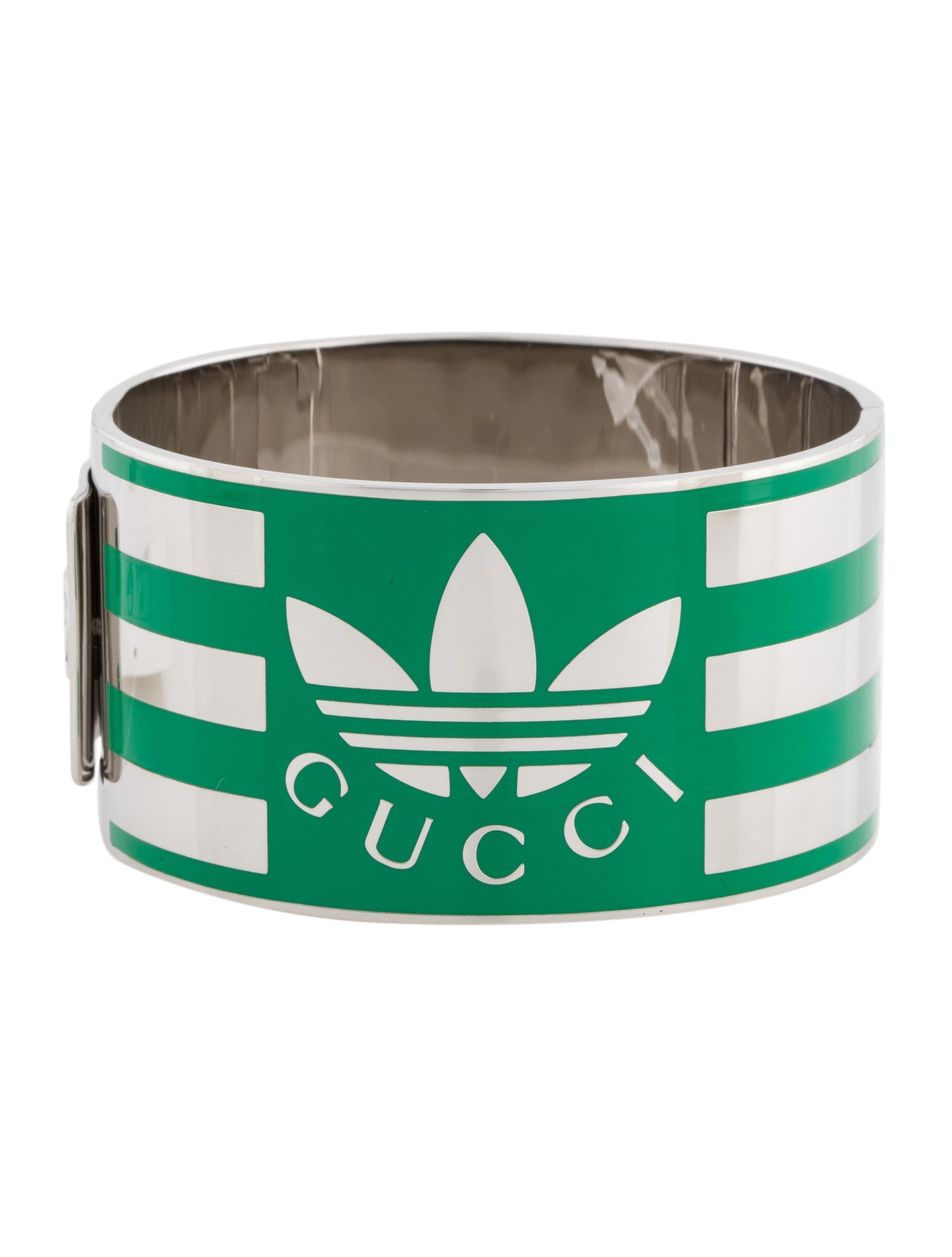 Gucci x Adidas Enamel Hinged Bangle Bracelet - Silver-Tone Metal Bangle ...
