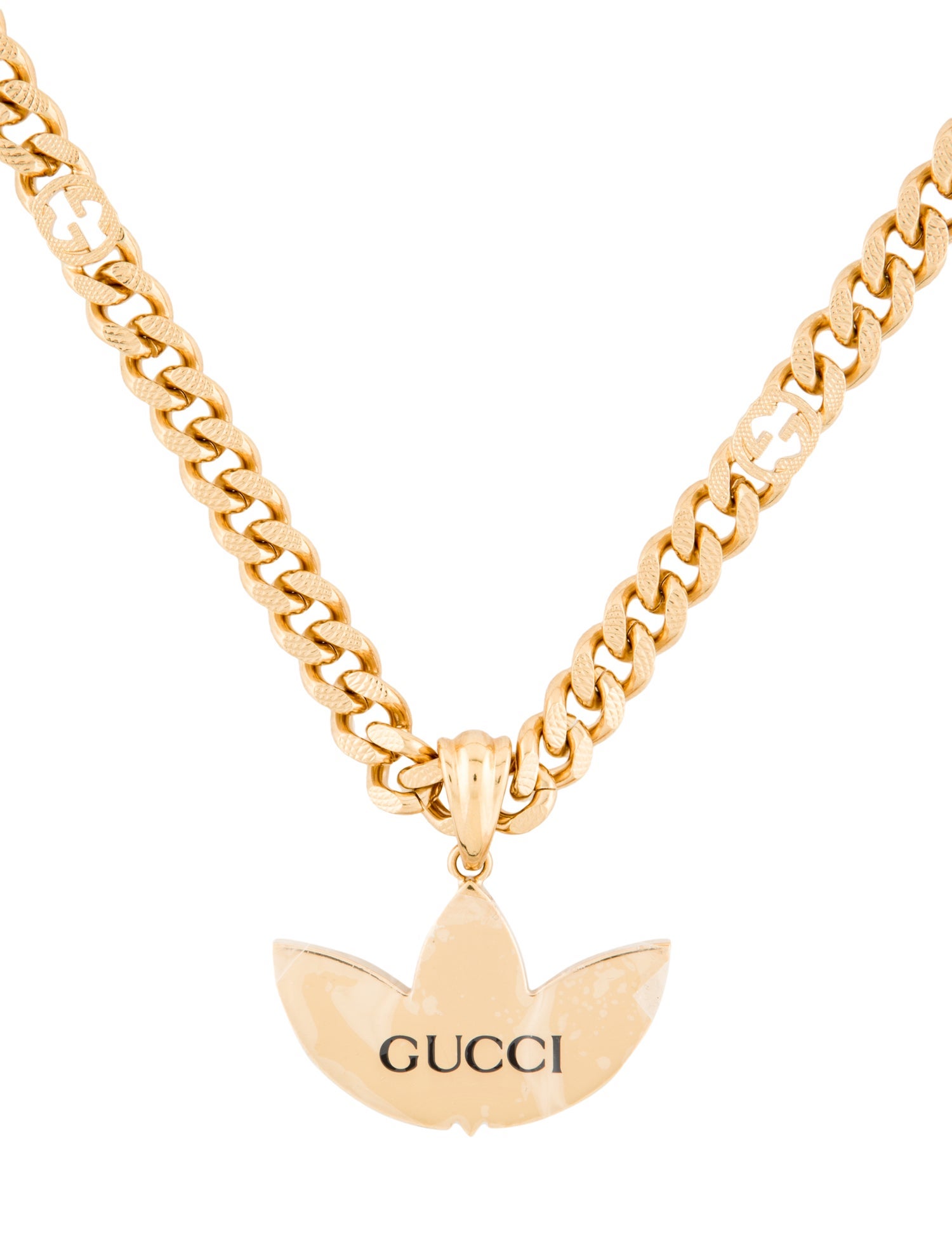 Gucci x Adidas Gourmette Trefoil Pendant Necklace - Gold-Tone Metal ...
