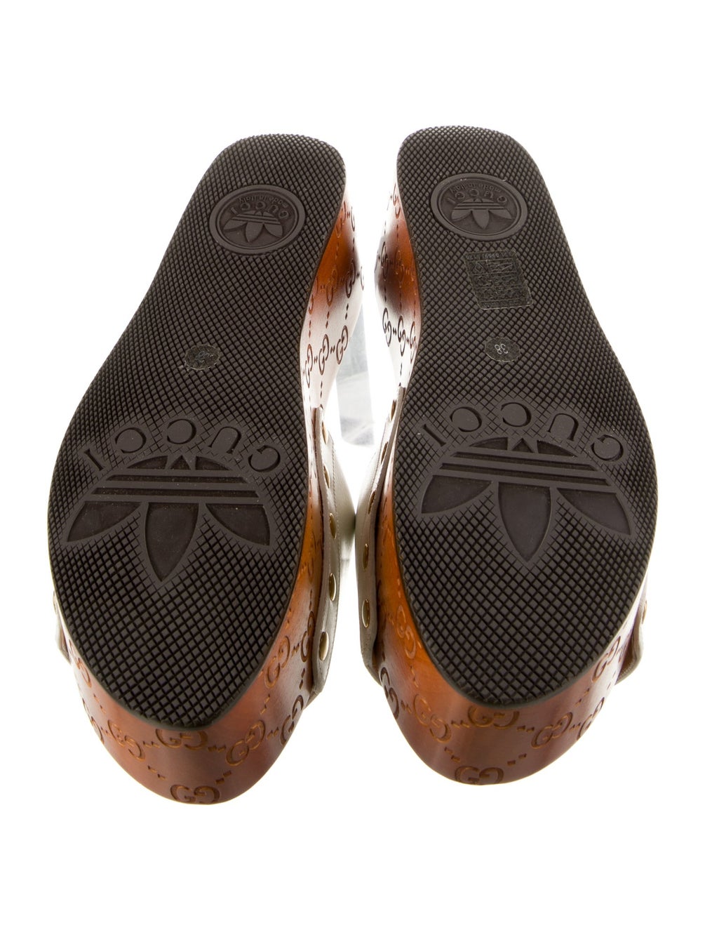 Gucci x Adidas GG Logo Leather Slides - White Sandals, Shoes ...