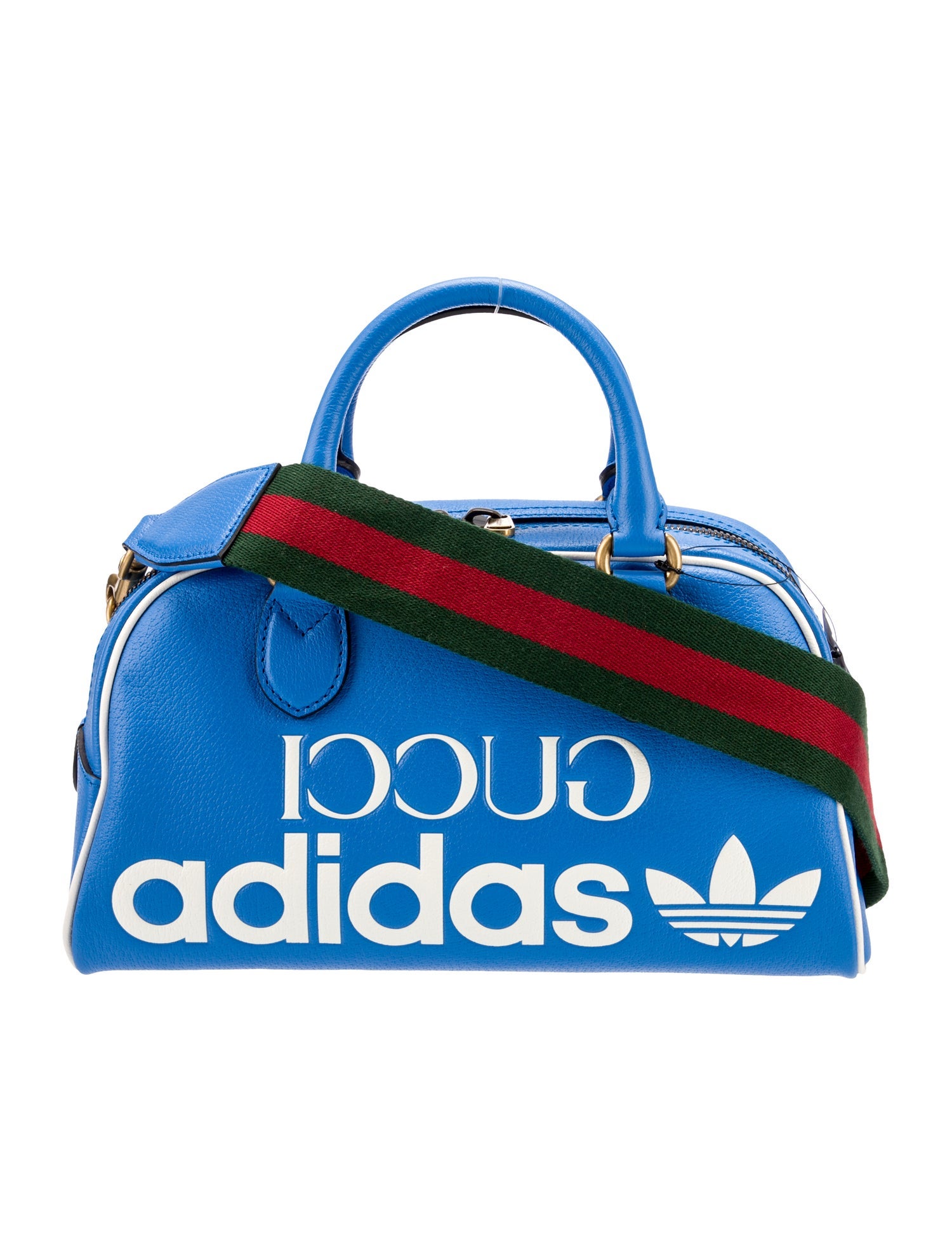 Gucci x Adidas Web Top Handle Bag w/ Tags - Blue Handle Bags, Handbags ...