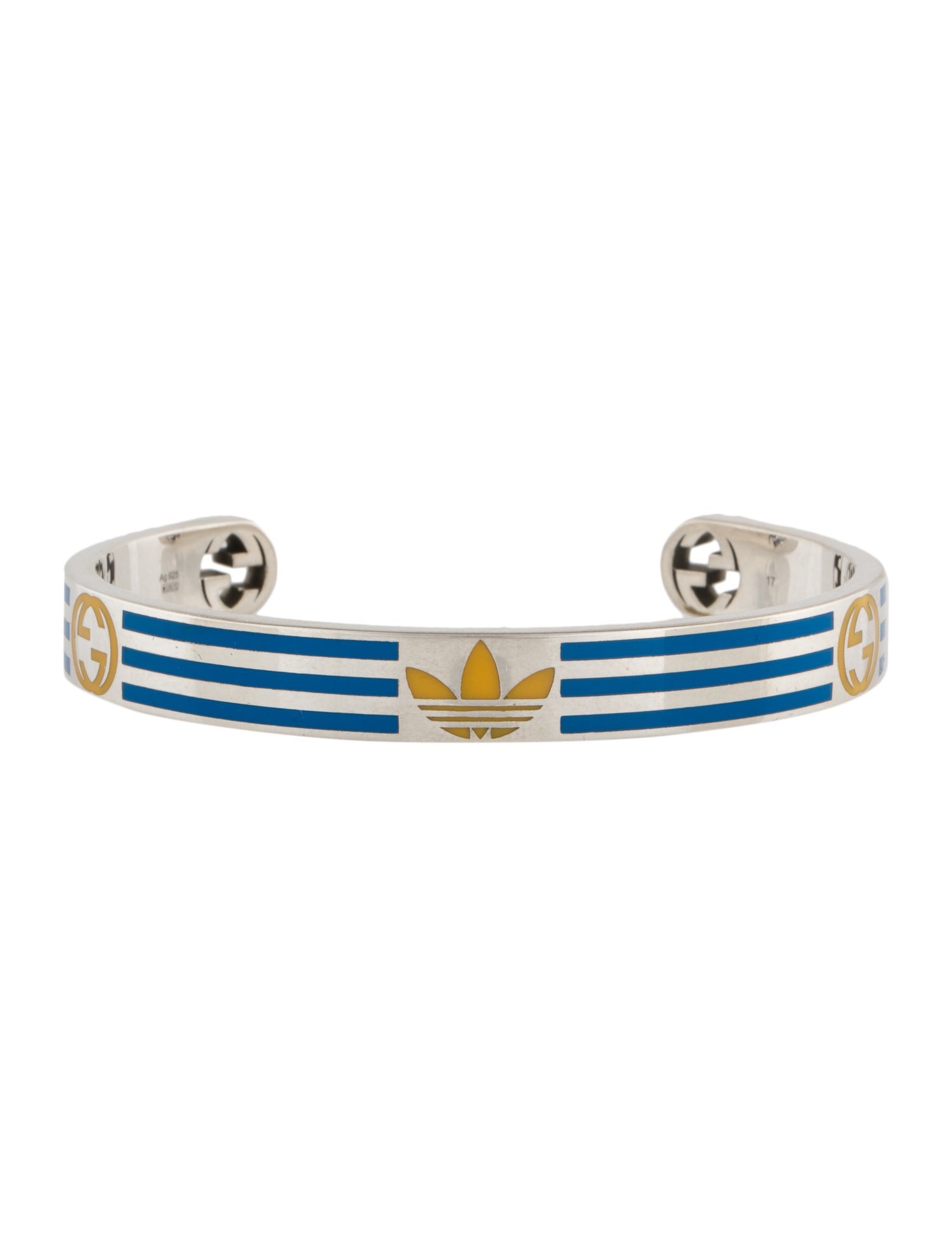 Gucci x Adidas Enamel Striped Cuff Bracelet - Blue, 925 Sterling Silver ...