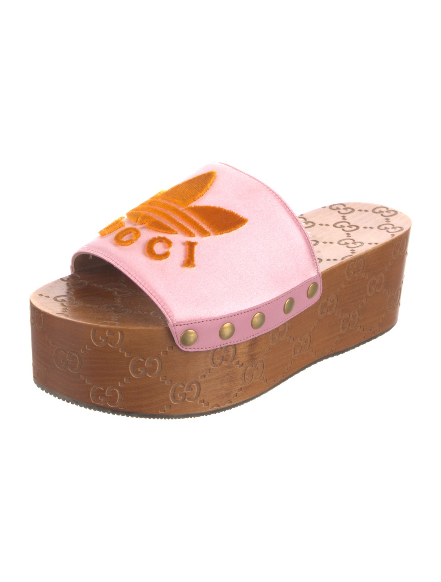 Gucci x Adidas Satin Raso GG Monogram Clog GG Logo Slides - Pink ...