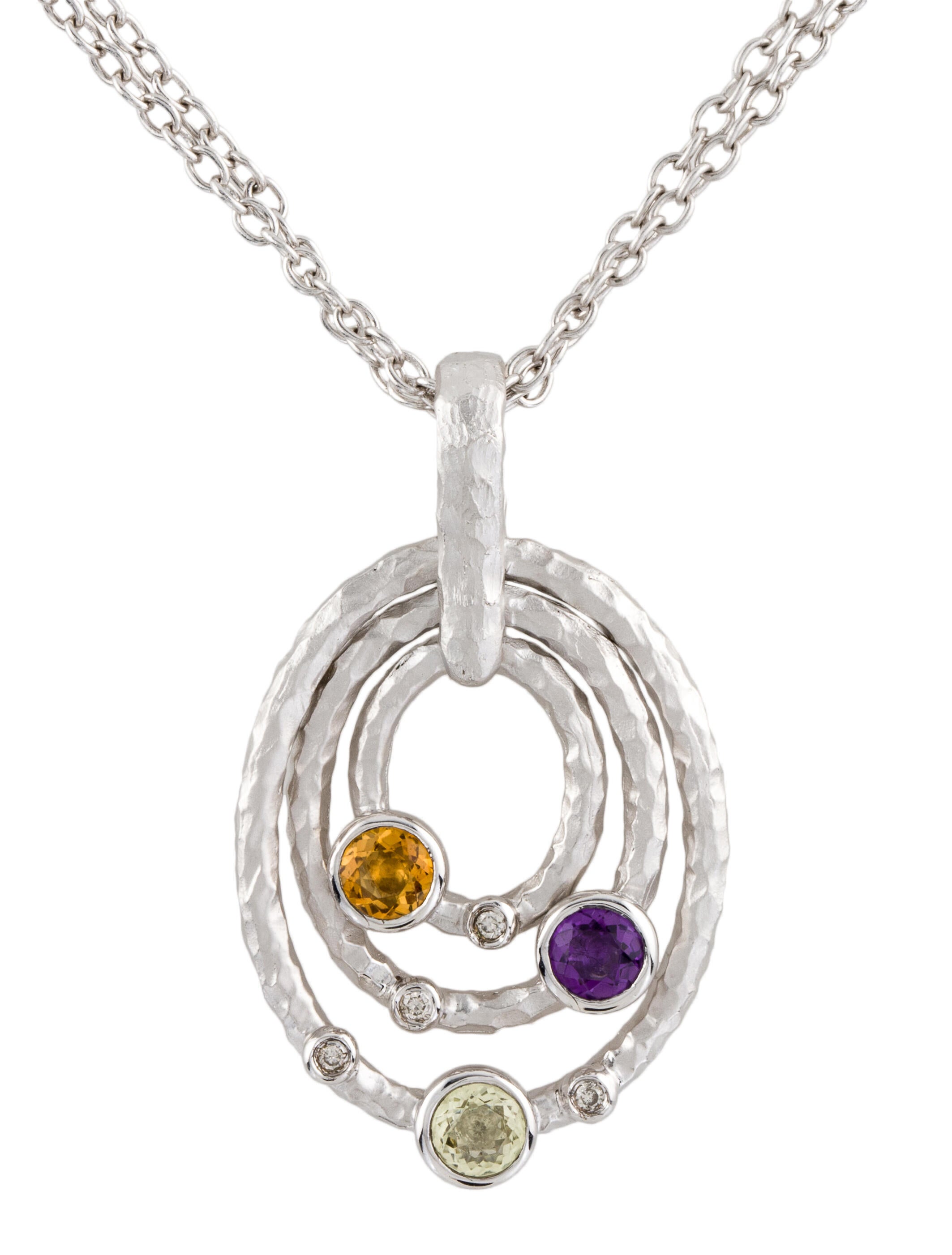 Gabriel & Co. Multi-Stone & Diamond Tiered Oval Pendant Necklace ...