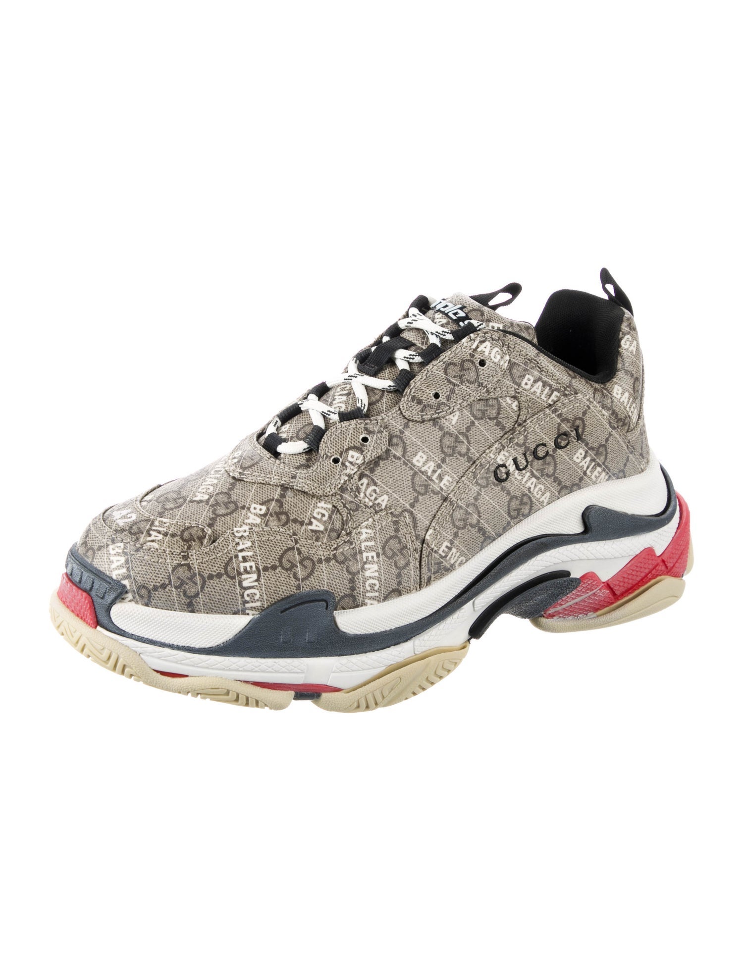 Gucci x Balenciaga Colorblock Pattern Chunky Sneakers - Brown Sneakers ...