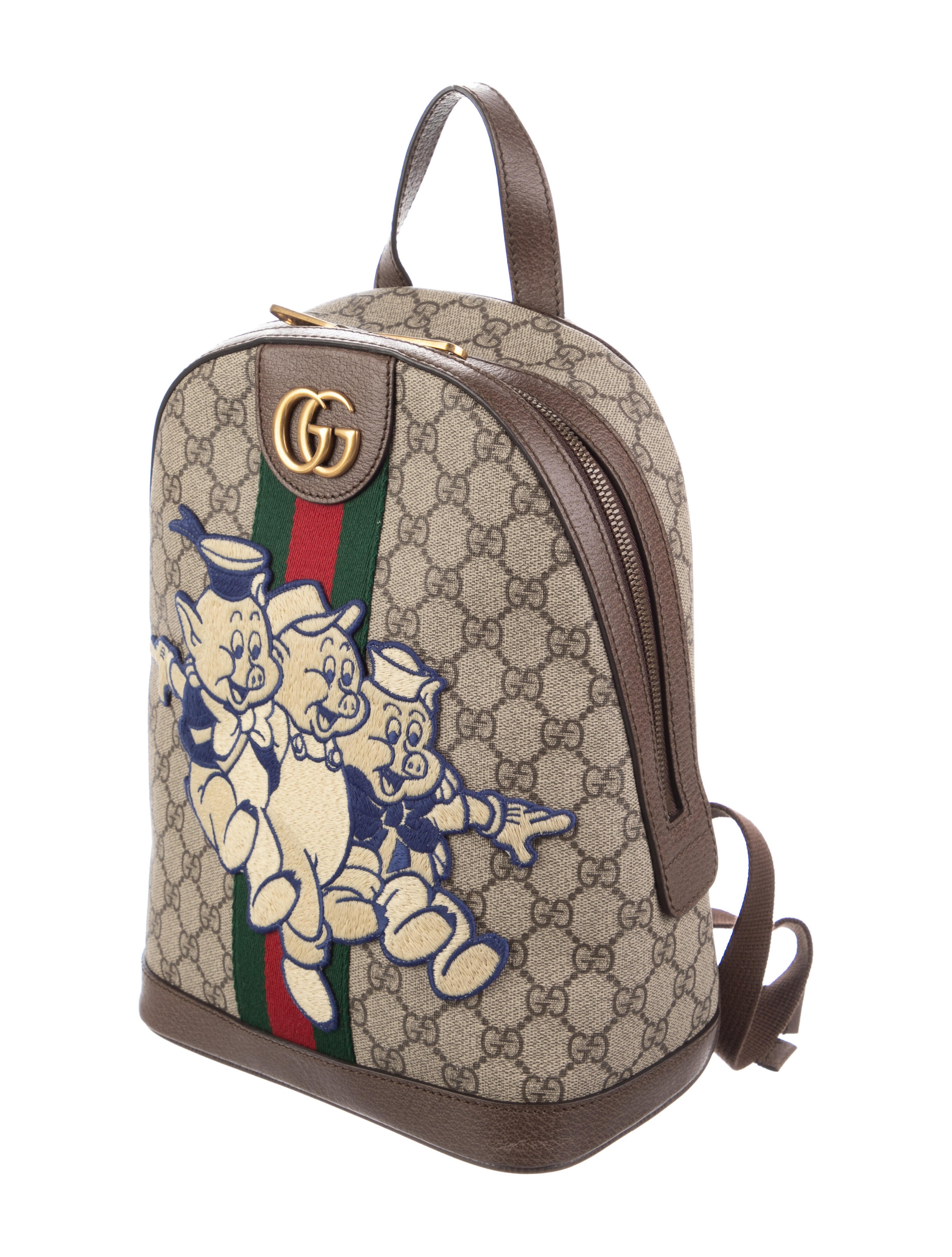 Gucci x Disney Three Little Pigs GG Supreme Ophidia Backpack - Brown ...