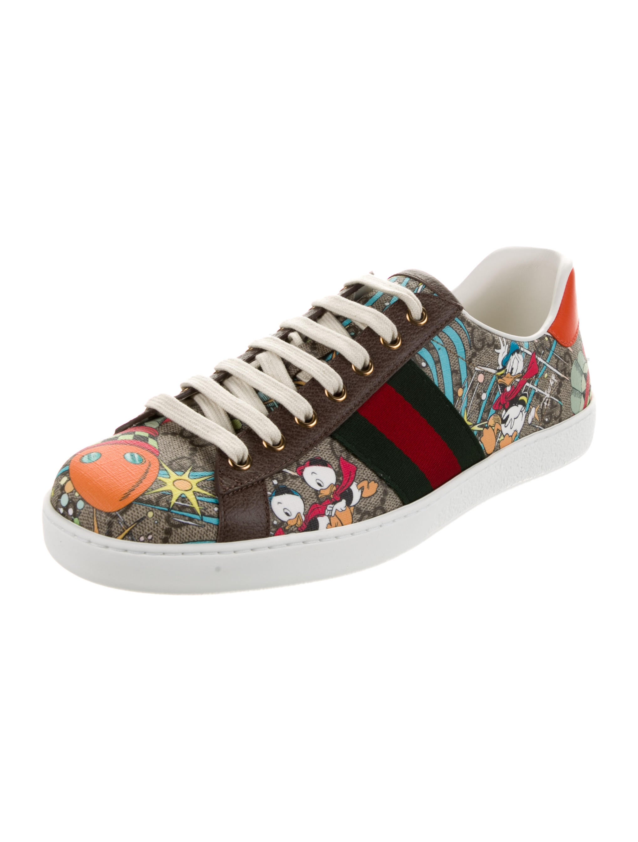 Gucci x Disney Ace 'Huey, Dewey and Louie' Sneakers w/ Tags - Brown ...