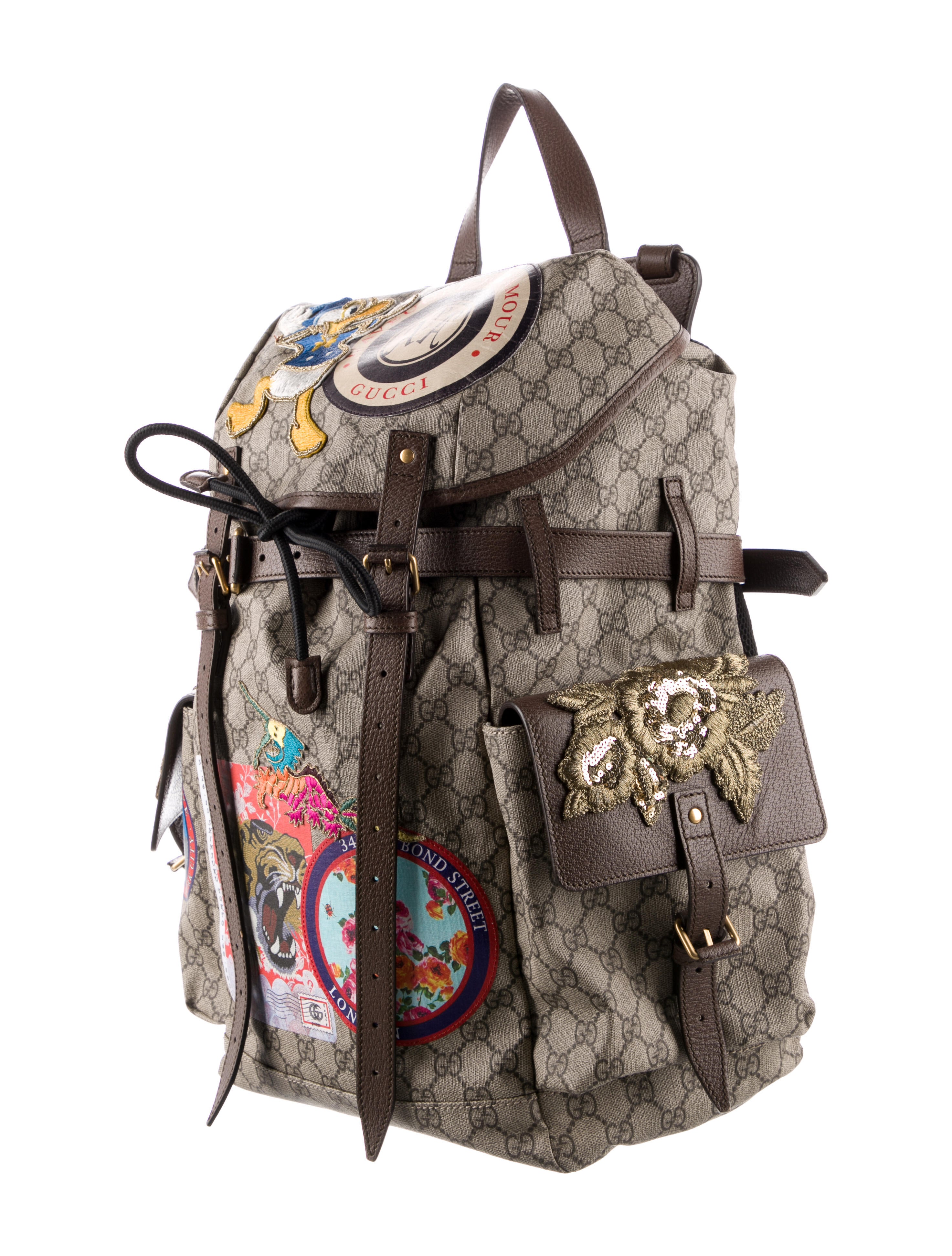 Gucci x Disney GG Supreme Embroidered Flap Backpack - Neutrals ...