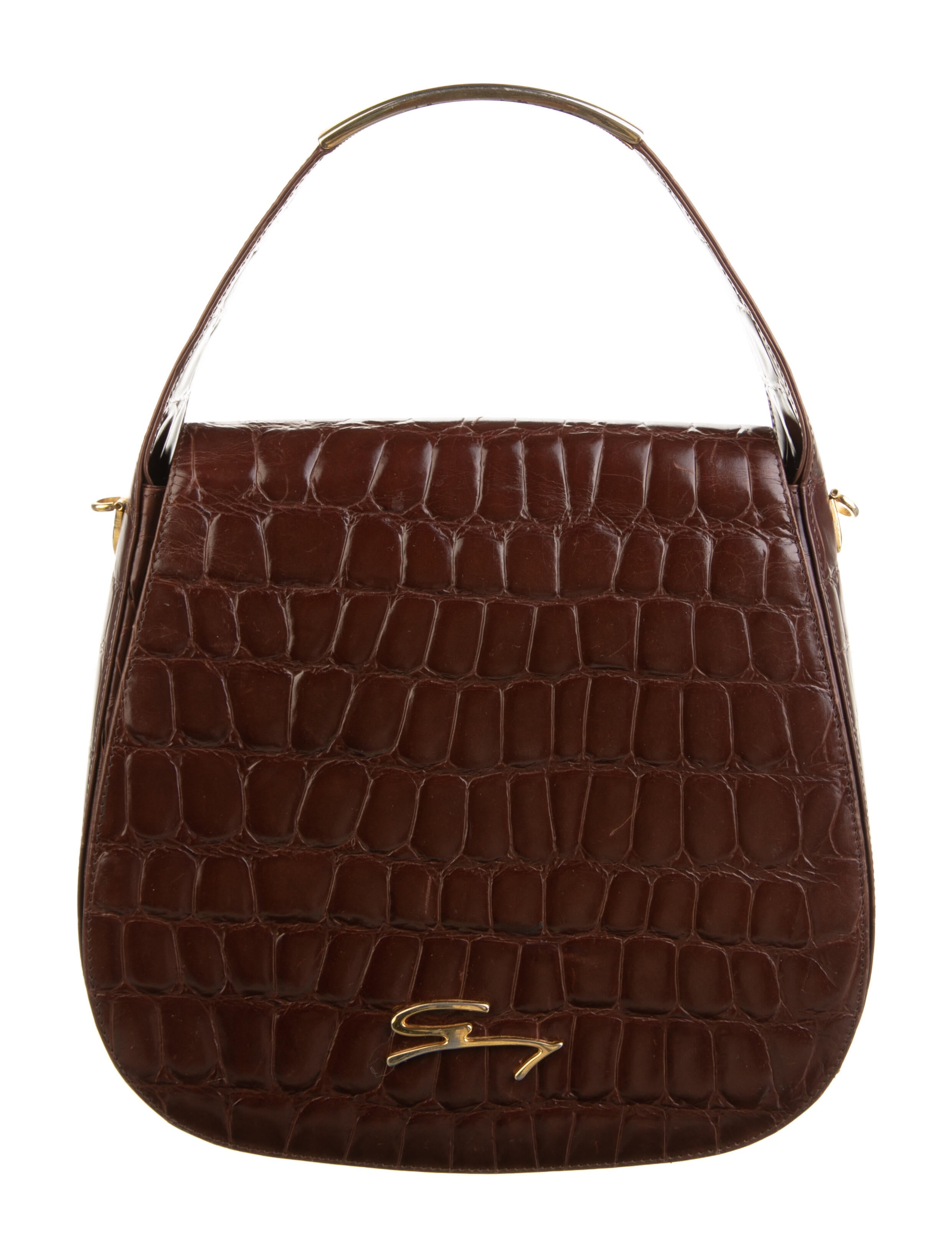 Genny Embossed leather Handle Bag - Brown Handle Bags, Handbags ...
