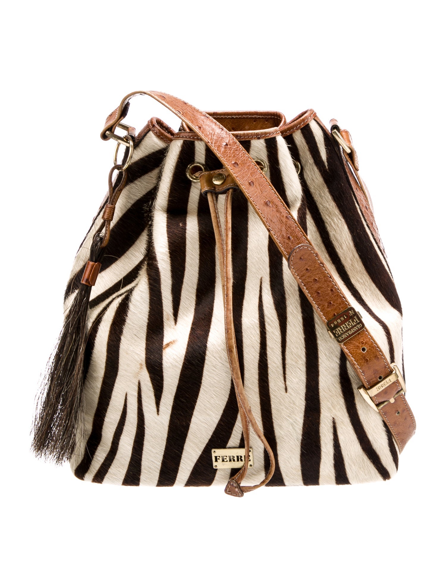 Gianfranco Ferre Ponyhair Leather-Trim Shoulder Bag - Neutrals Shoulder ...