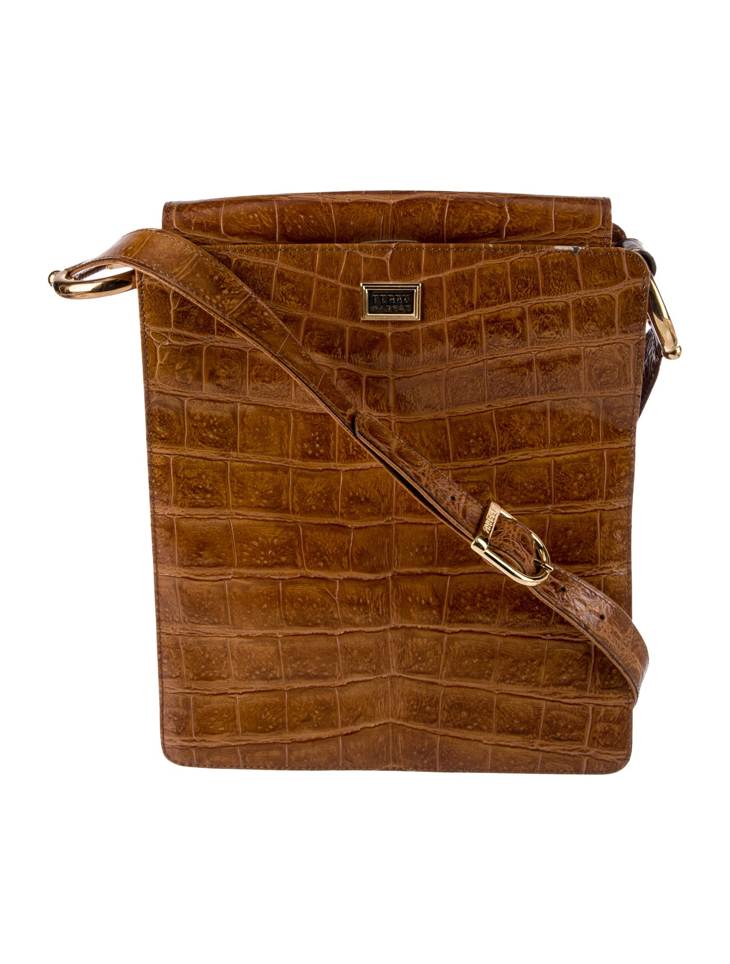 Gianfranco Ferre Embossed Leather Shoulder Bag w/Tags - Brown Shoulder Bags, Handbags - GIN28297 ...