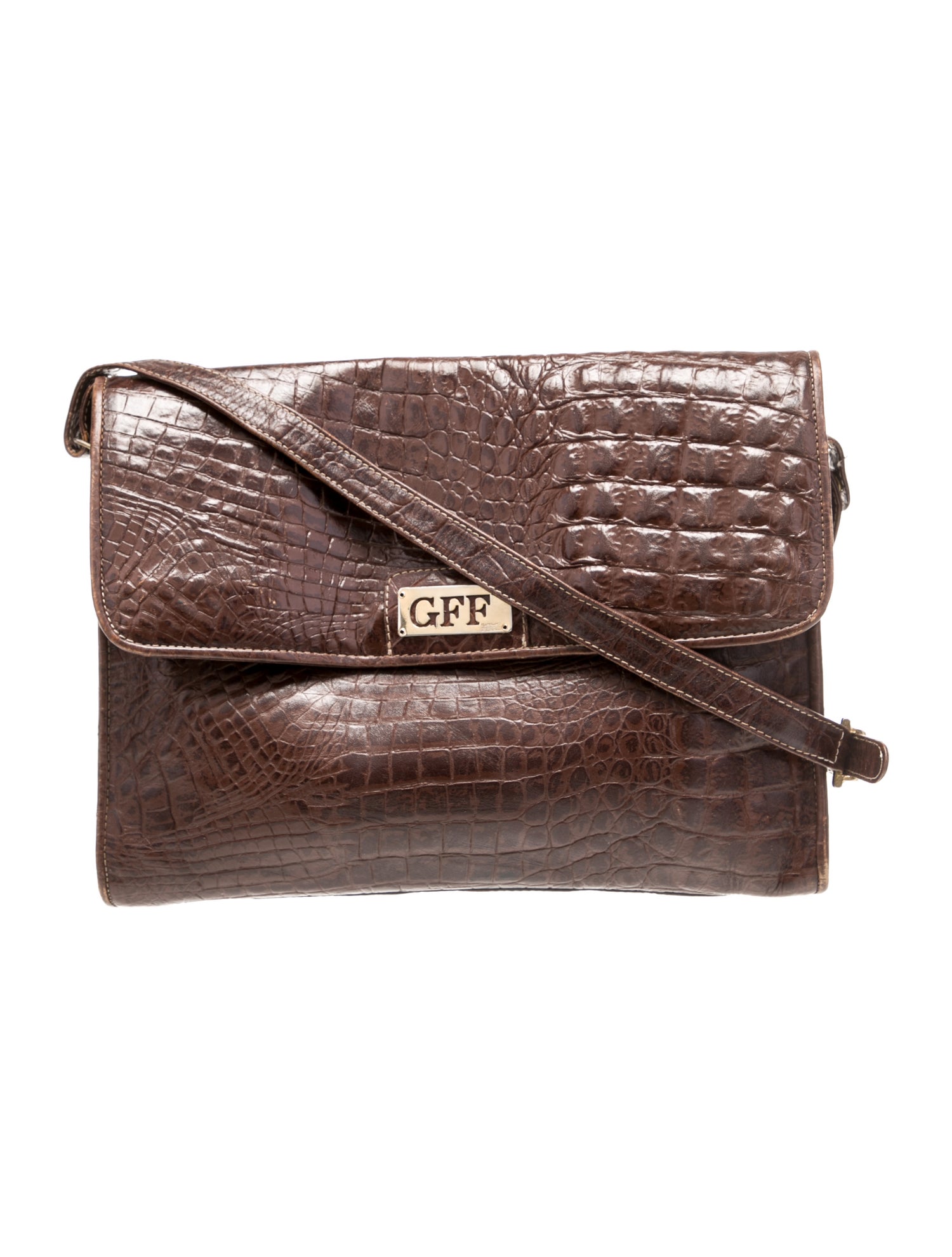 Gianfranco Ferre Embossed Leather Shoulder Bag - Brown Shoulder Bags, Handbags - GIN29412 | The ...