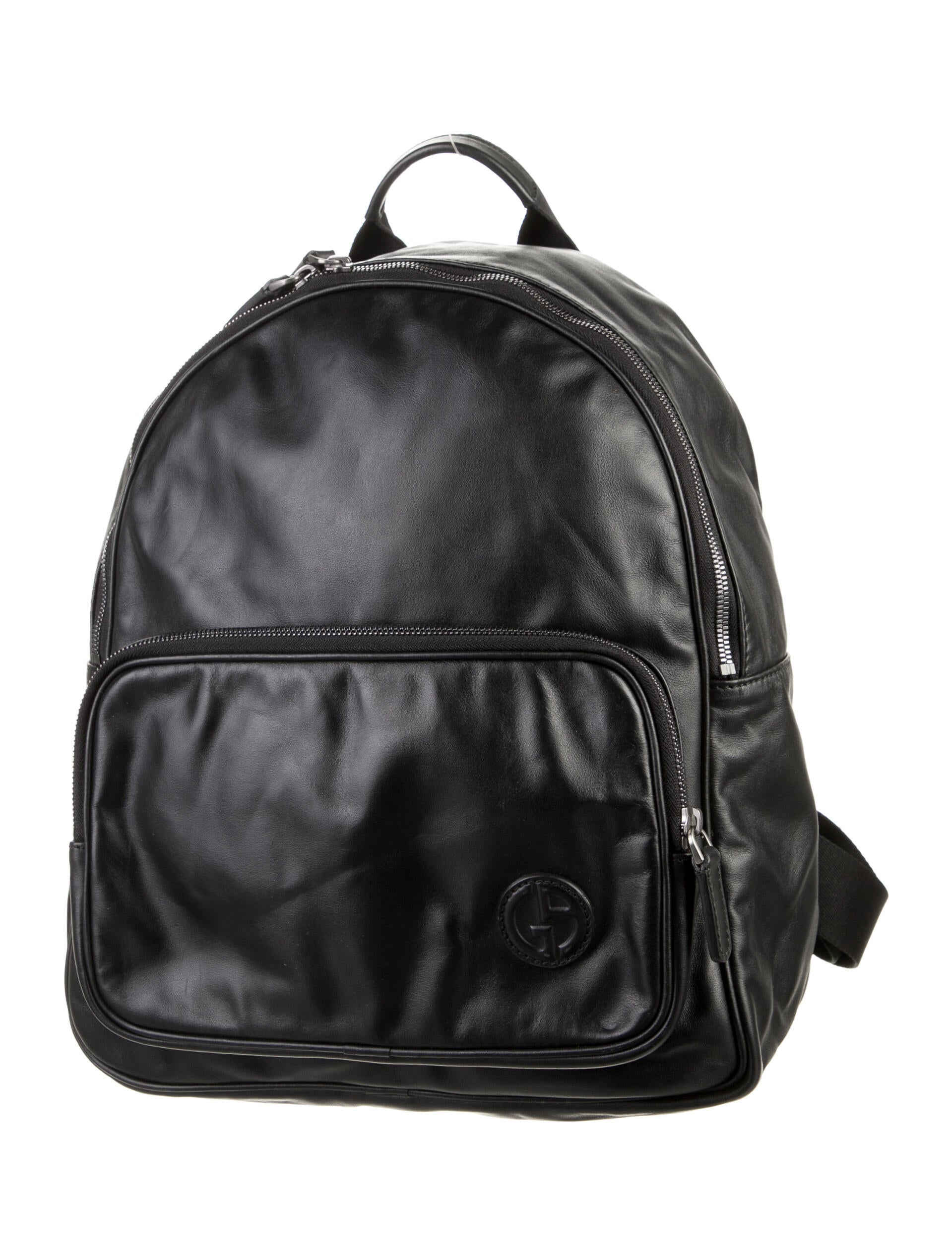 Giorgio Armani Leather Backpack - Black Backpacks, Bags - GIO103368 ...