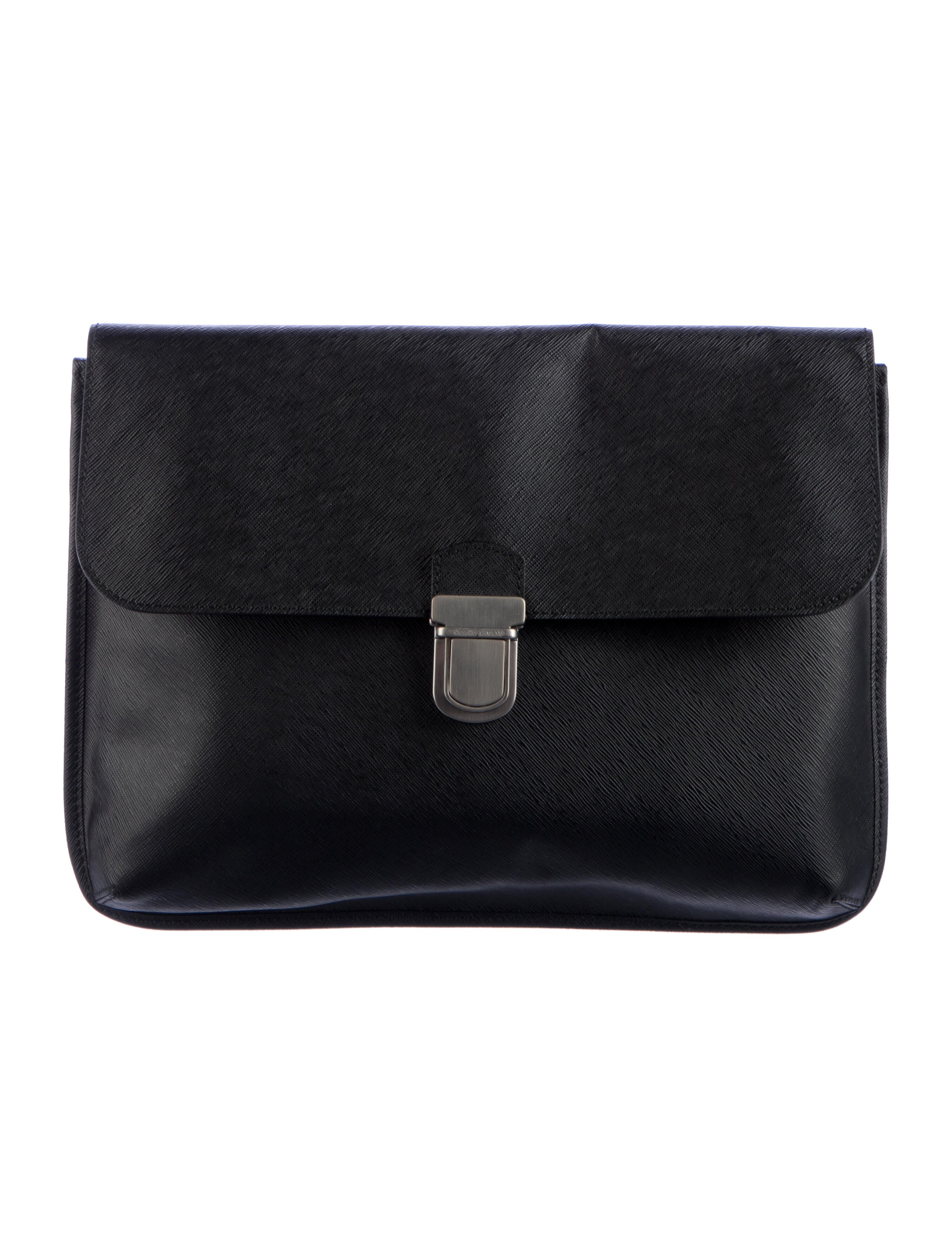 Giorgio Armani Leather Pouch - Black Portfolios & Pouches, Bags ...