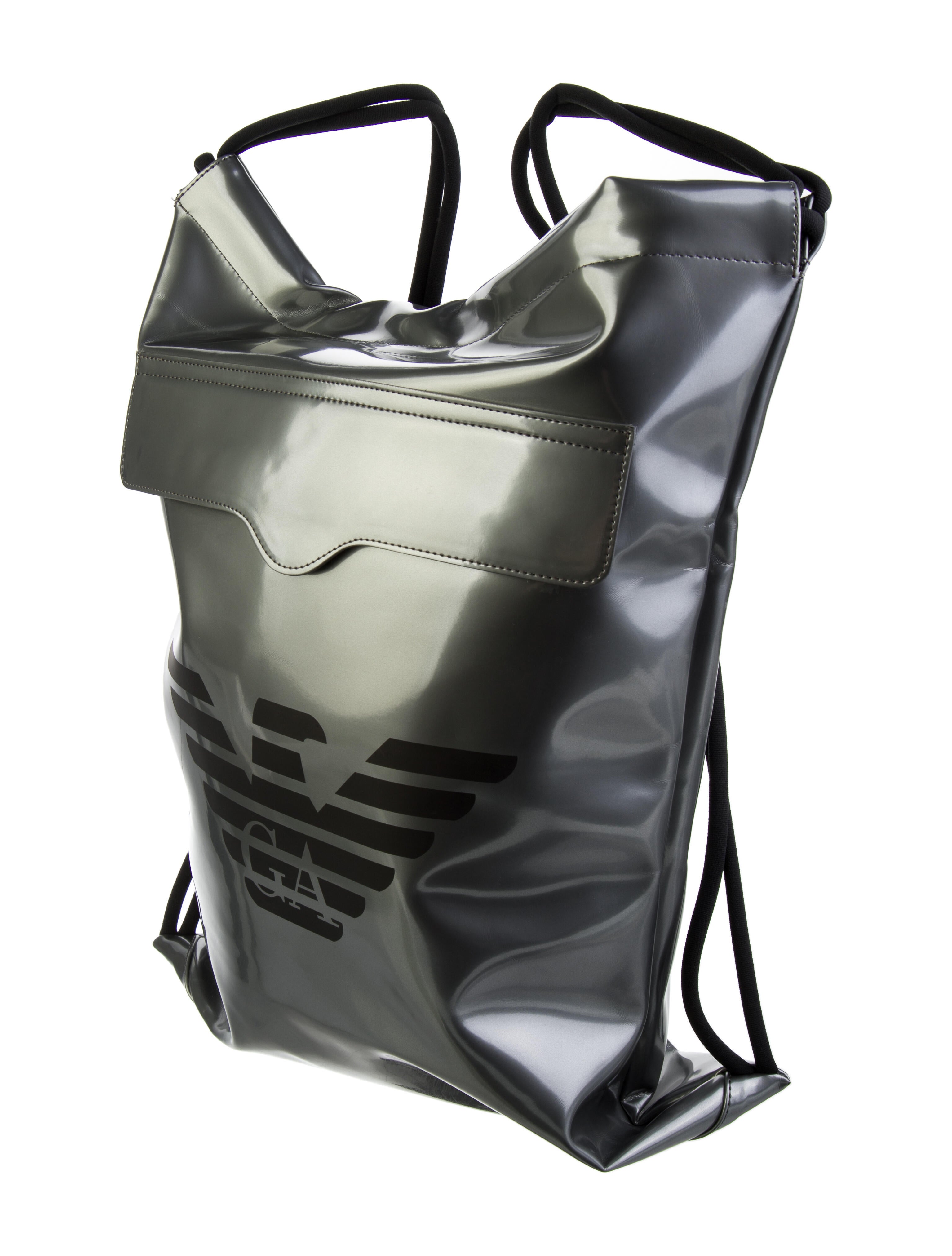 Giorgio Armani Patent Leather Backpack - Grey Backpacks, Handbags ...