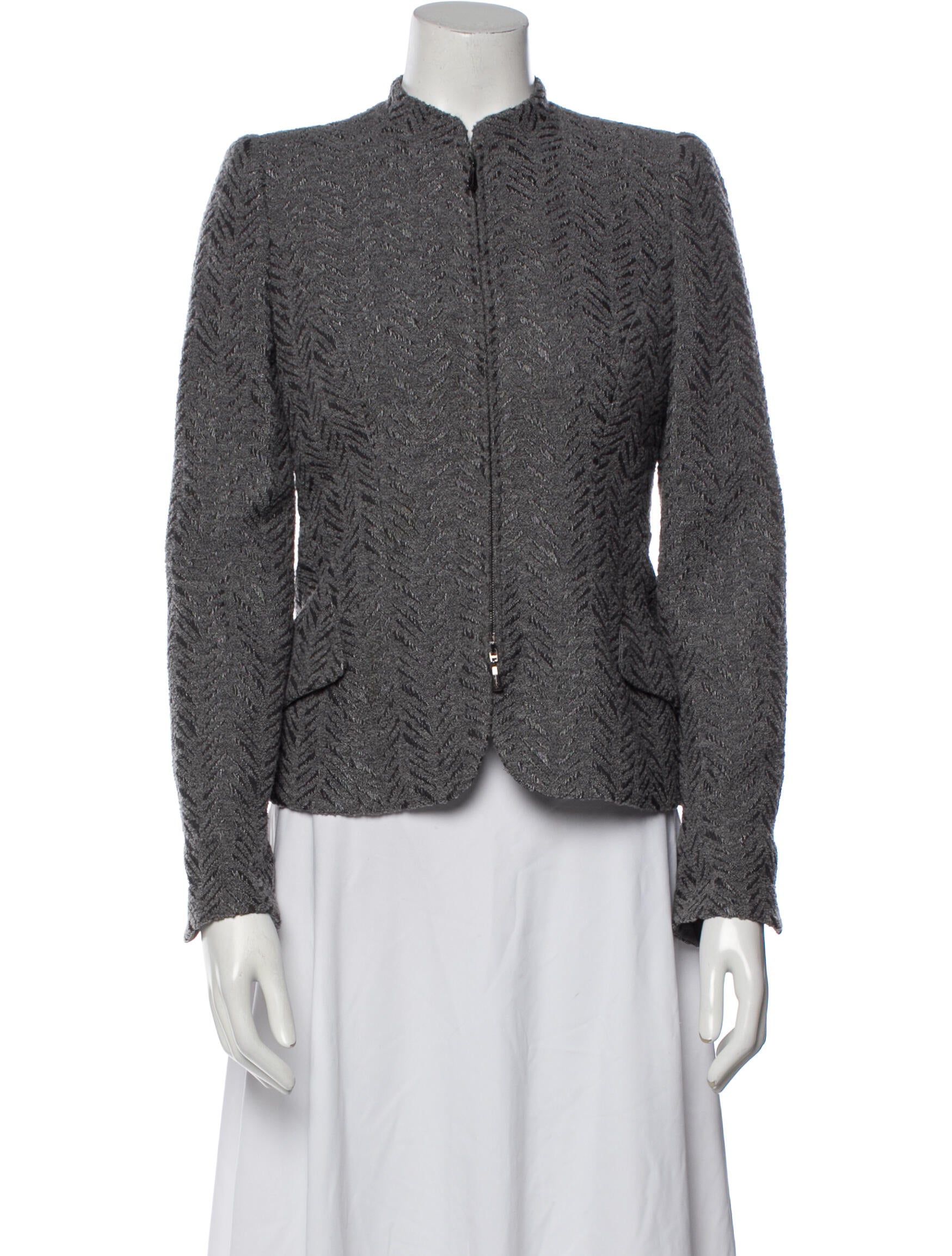 Giorgio Armani Tweed Pattern Evening Jacket - Grey Jackets, Clothing ...