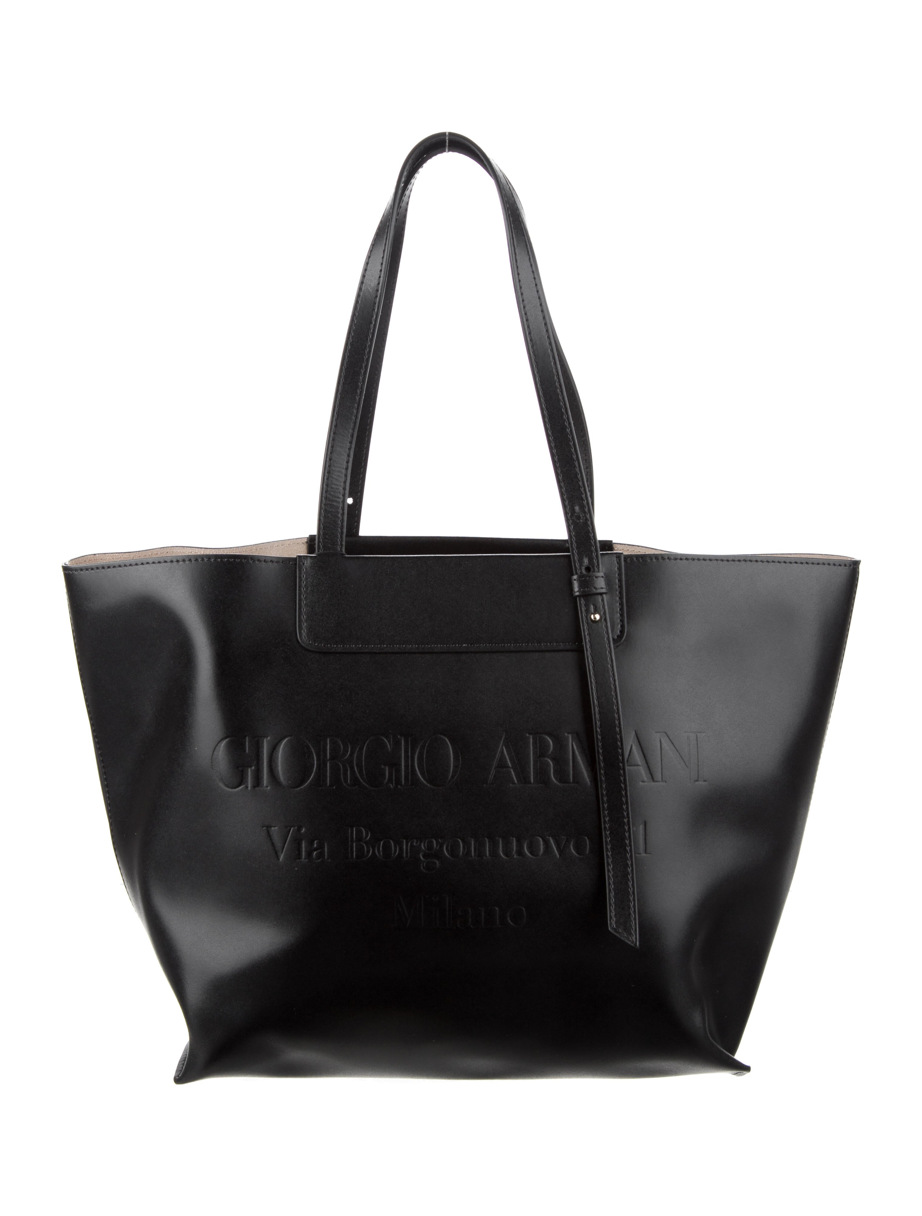 Giorgio Armani Medium Leather Tote - Black Totes, Handbags - GIO113908 ...
