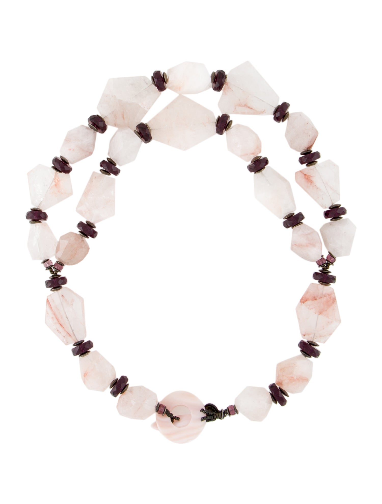 Giorgio Armani Stone Bead Double Stand Necklace - Burgundy, Gunmetal ...