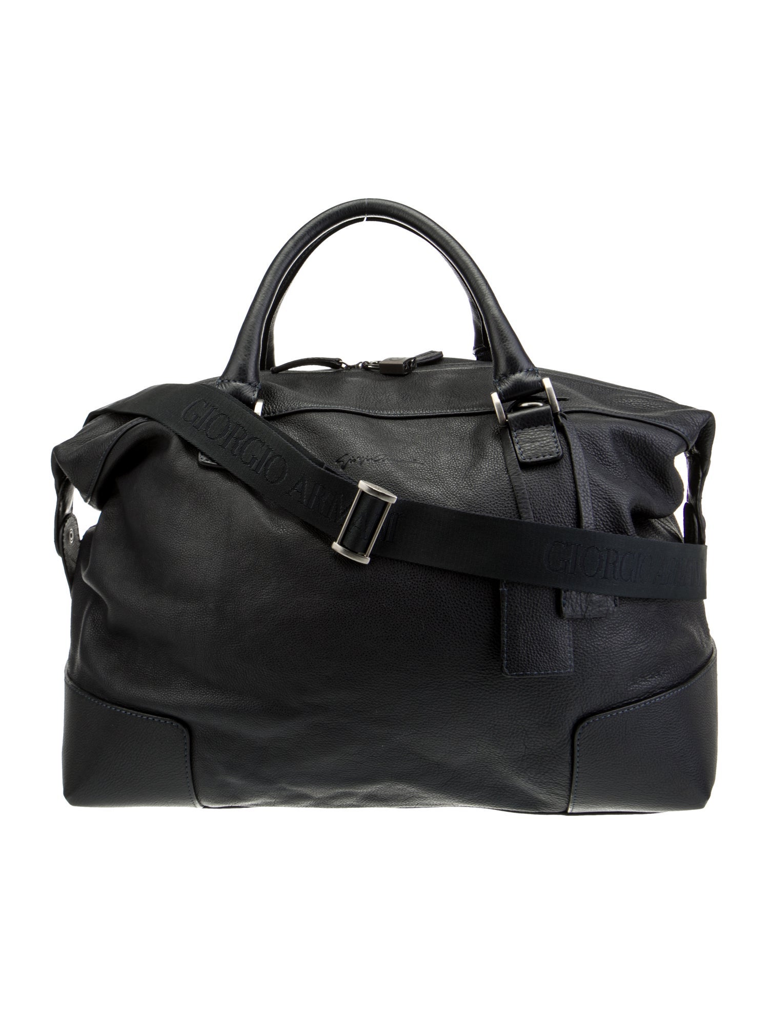 Giorgio Armani Large Leather Weekender - Blue Weekenders, Bags ...