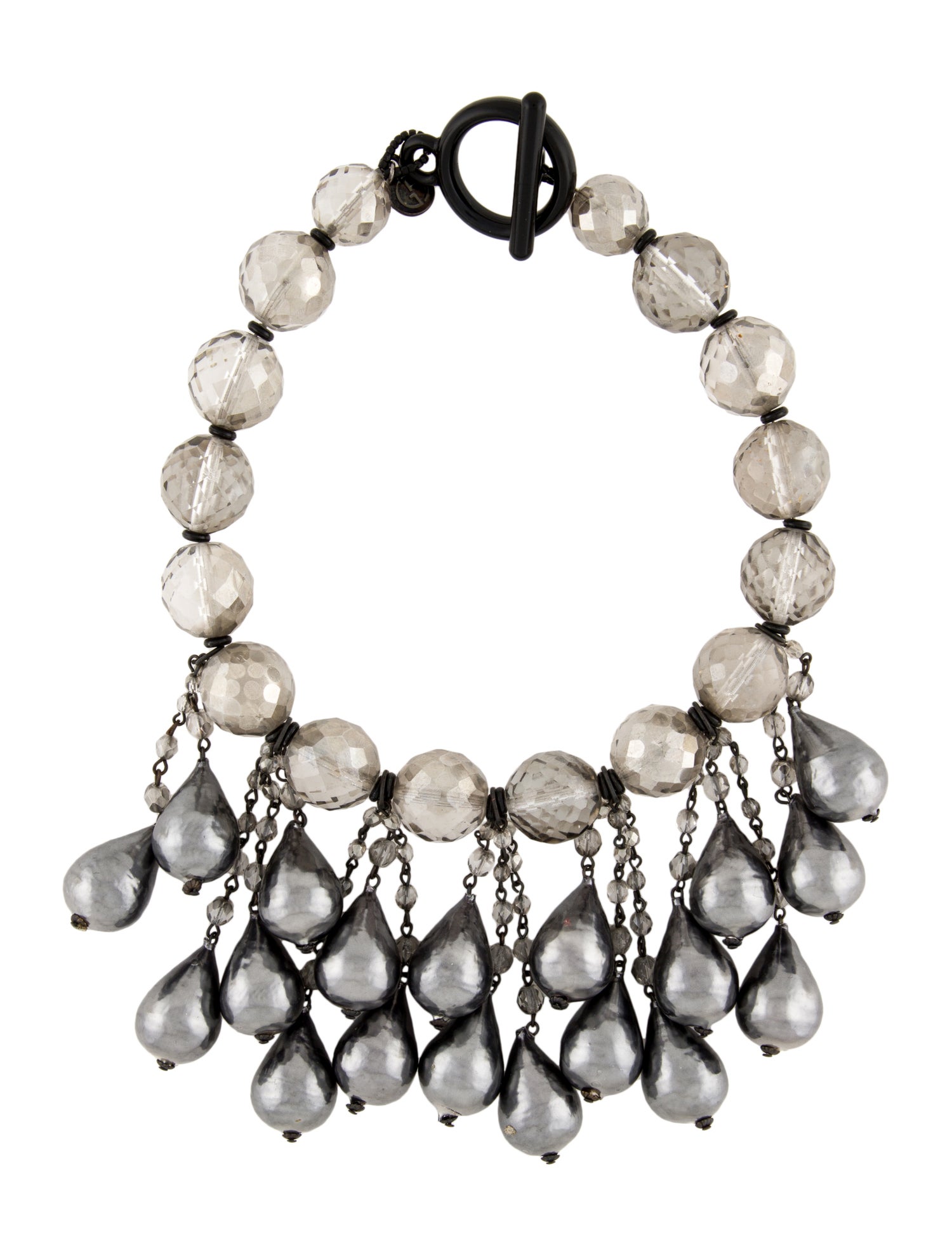 Giorgio Armani Crystal Teardrop Collar Necklace - Gunmetal Collar ...
