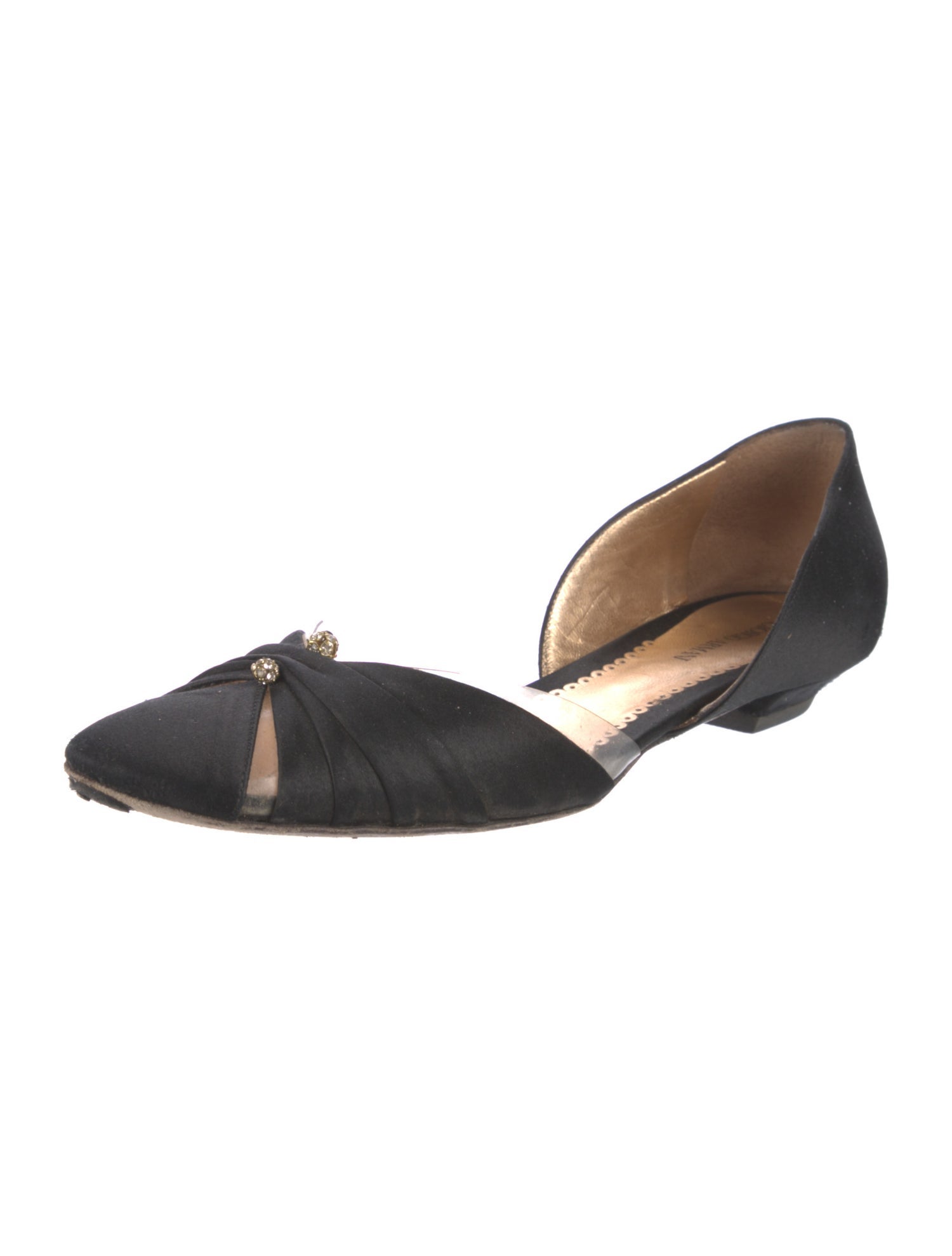 Manolo Blahnik Leather Cutout Accent D'Orsay Flats - Brown Flats, Shoes - MOO257041 | The RealReal